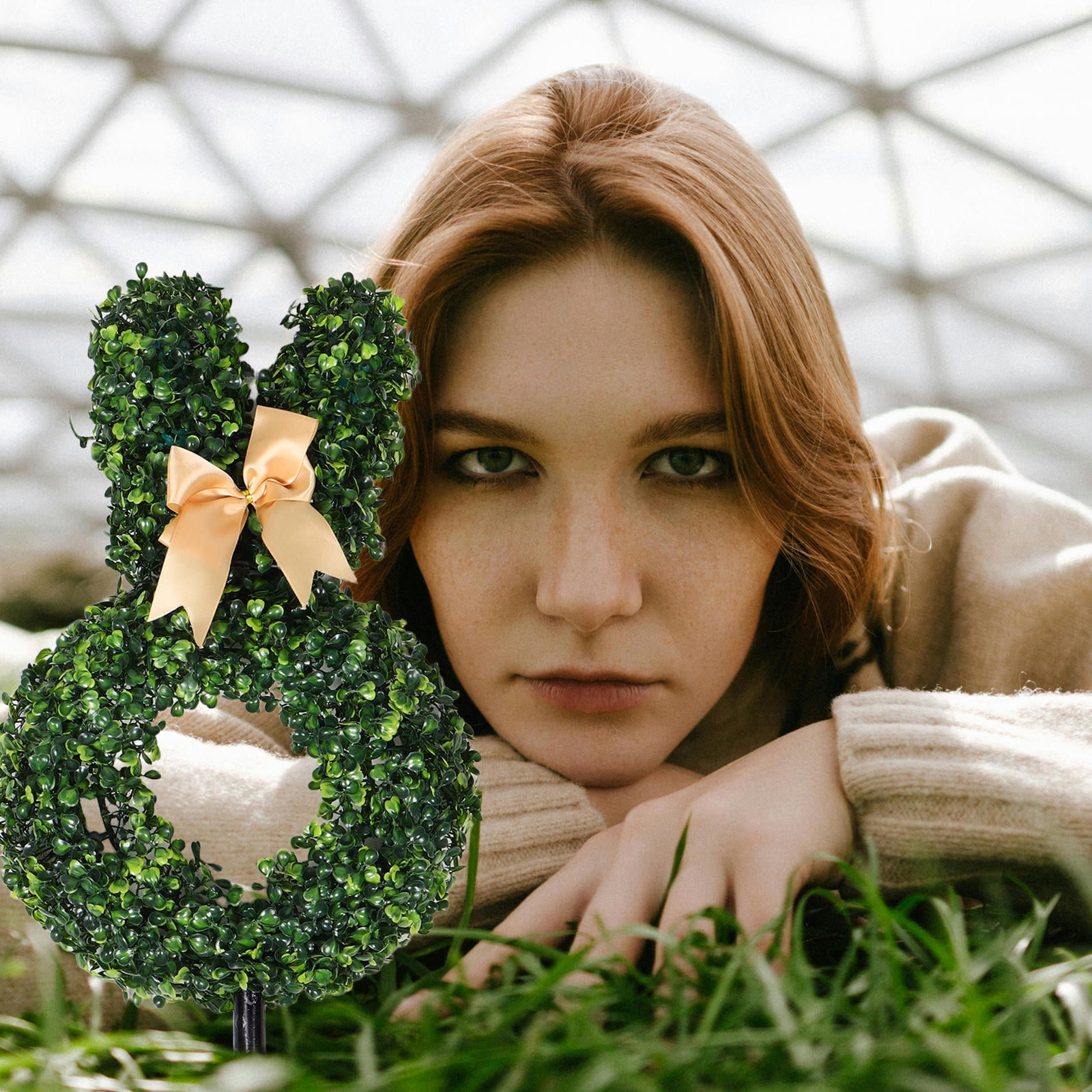 Hytrove Bunny-Shaped Topiary Easter Bunny Topiary Greenery Realistic ...