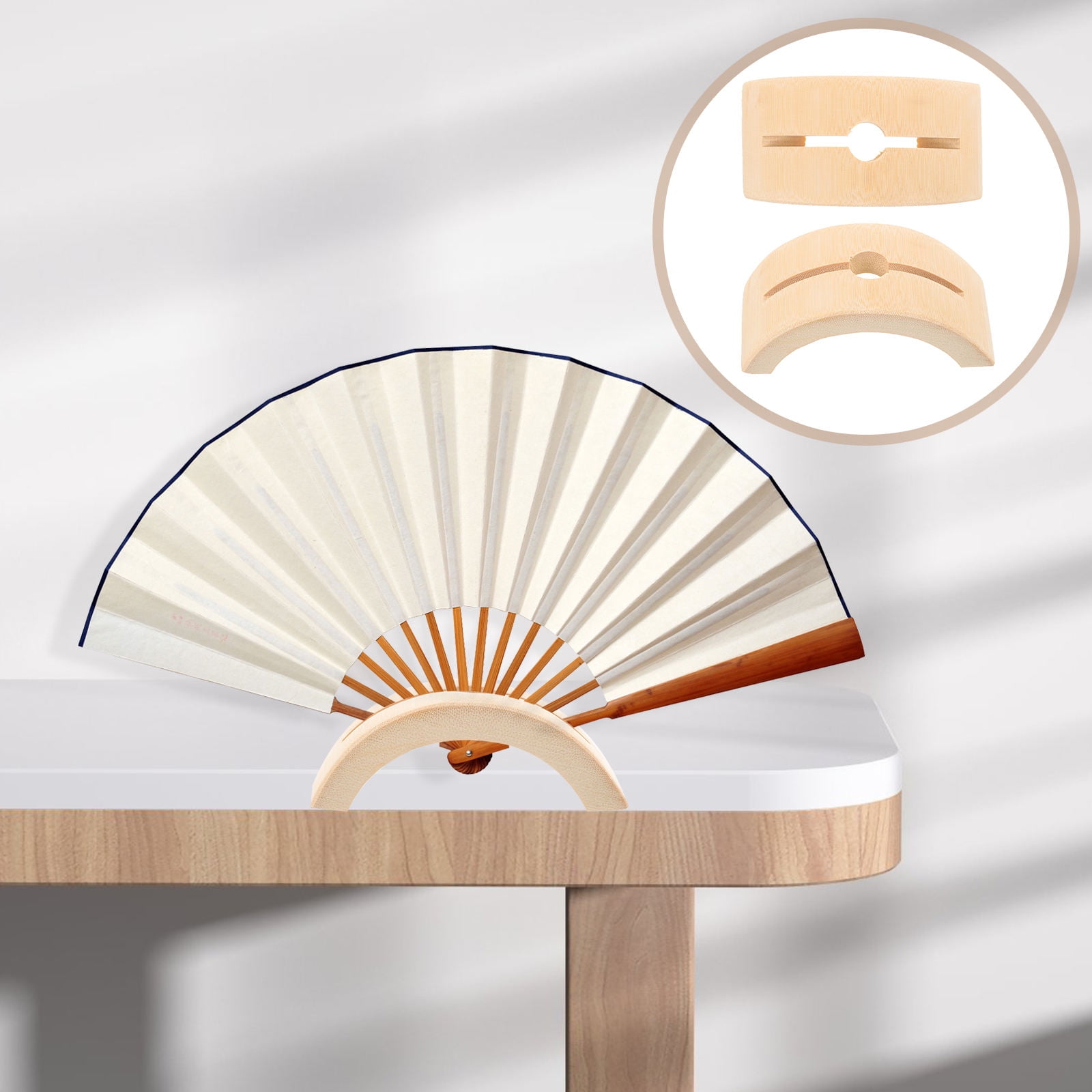 Hytrove Elegant Vintage Design Folding Stands 2pcs Wooden Chinese Fan ...