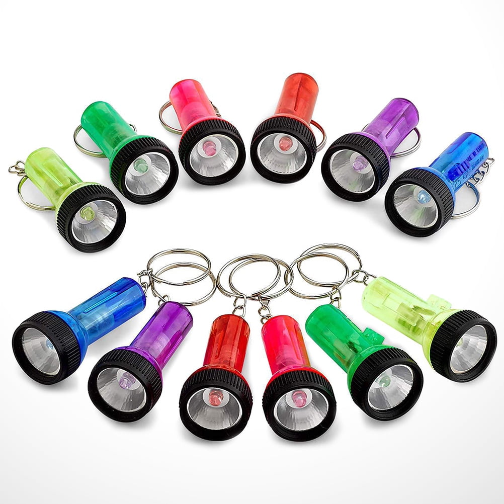 Hytrove Mini Flashlight Keychain 12Pcs Assorted Color Plastic Metal ...