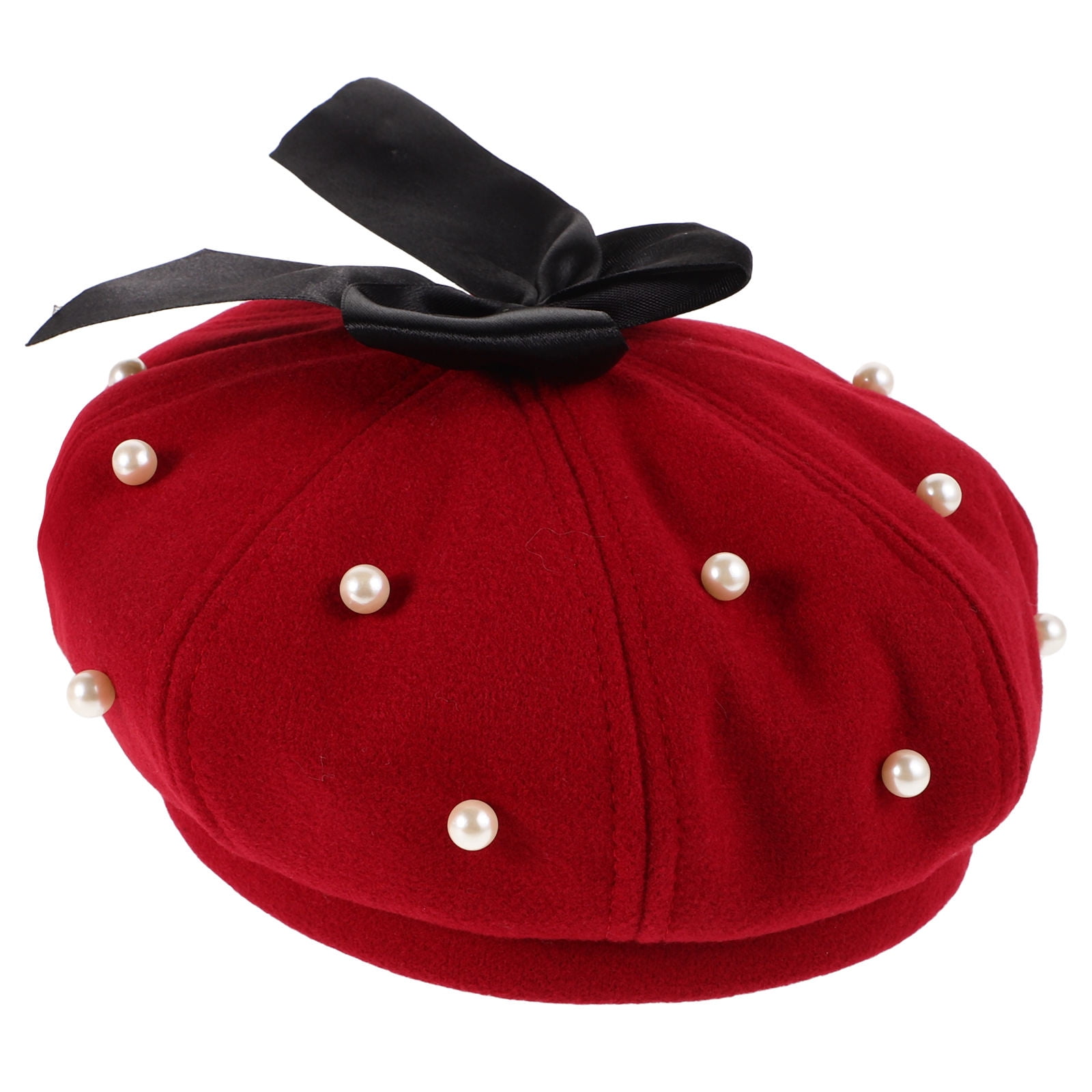 Hytrove Octagonal Pearl Beret Hat in Artificial Wool for Formal Wear ...