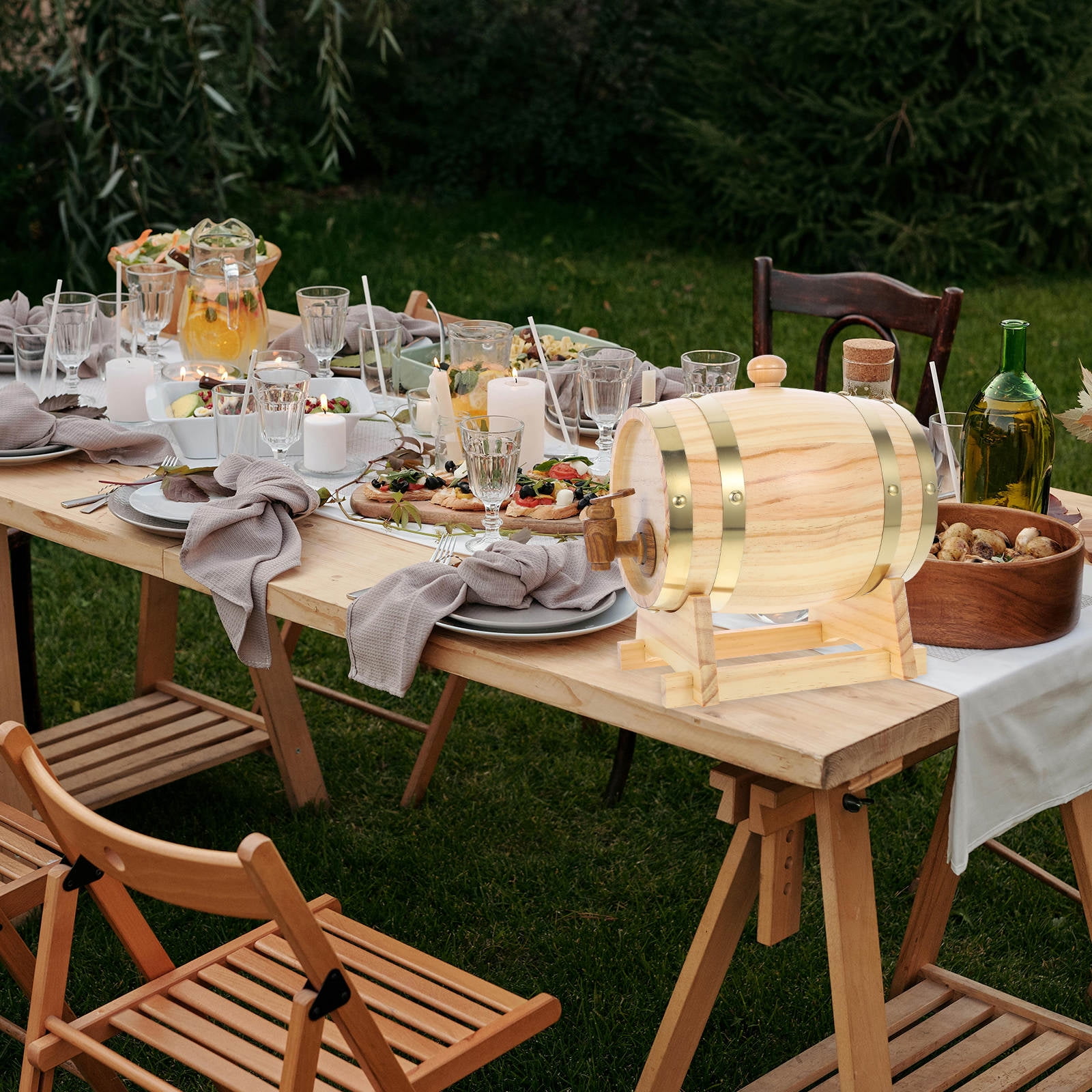 Hytrove Retro Wood Barrel For Beer Enthusiasts Storage Holder And ...