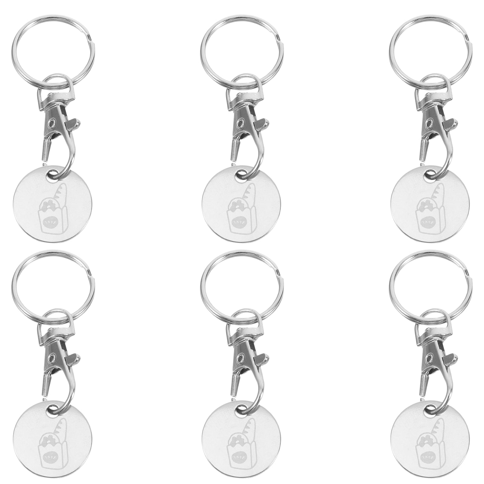 Hytrove Silver 6Pcs Stainless Steel Trolley Token Keyrings for ...
