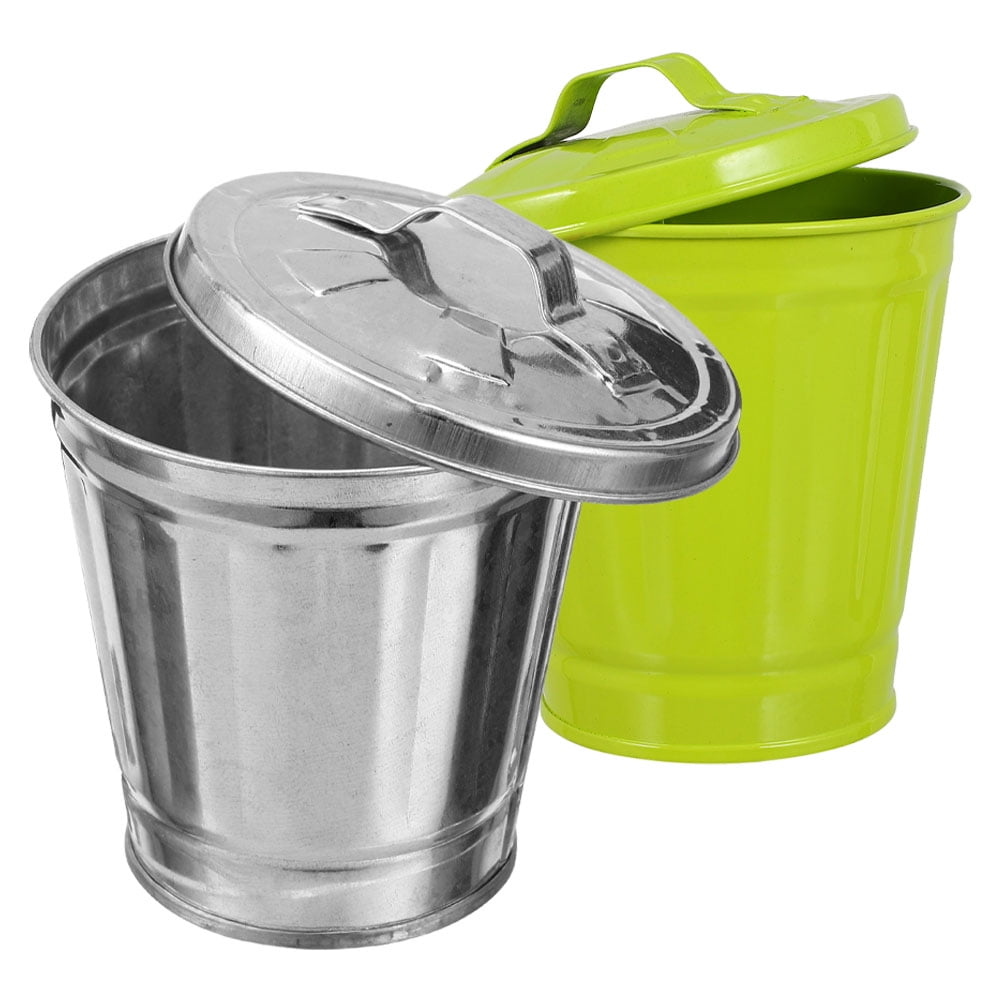 Hytrove Tiny Garbage Container Desktop Storage Can Green Compact Shape ...