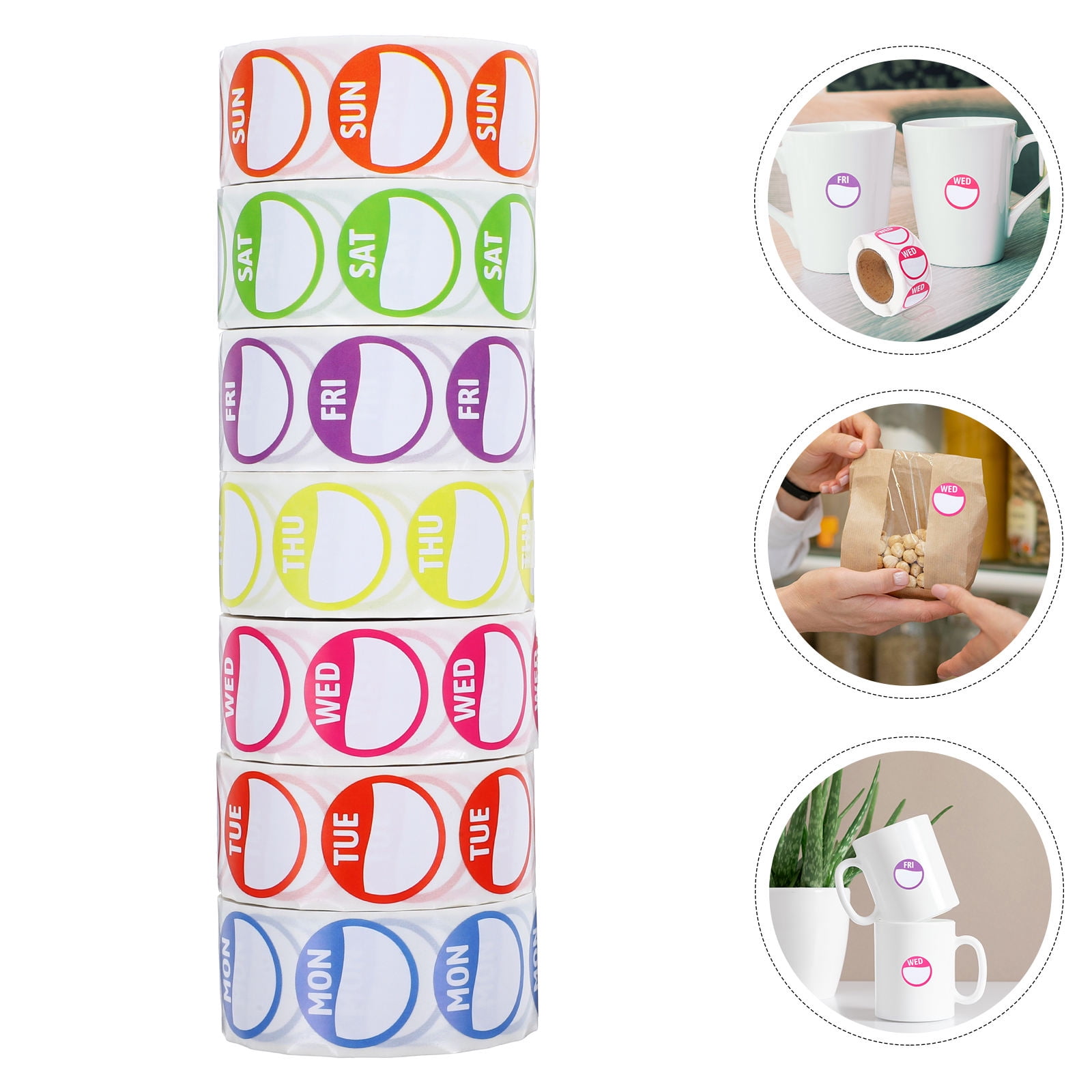 Hytrove Weekday Stickers Self Adhesive Labels Square Shape Handwritten ...