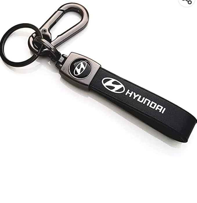 Hyundai Black Leather Keychains and KEYRINGS Compatible with CAR and ...