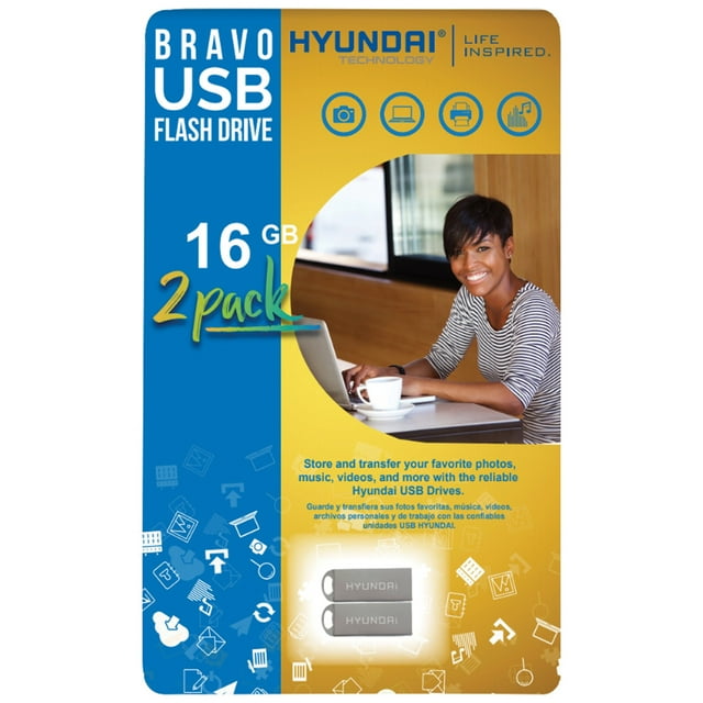 Hyundai Technology U2BK/16GD 16GB Bravo Keychain USB 2.0 Flash Drive, 2 ...