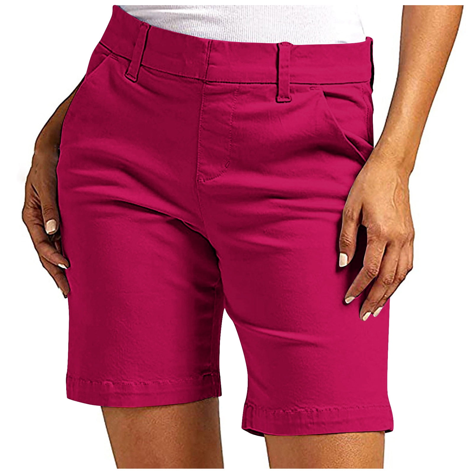 Hyxling Chino Shorts for Women Stretch Cargo Shorts Ladies Turned Hem ...