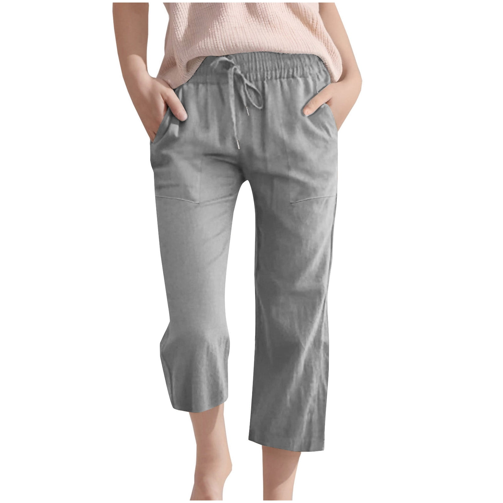Hyxlng Teen Girls Capri Pants Kids Summer Cropped Preppy Pant Cozy ...