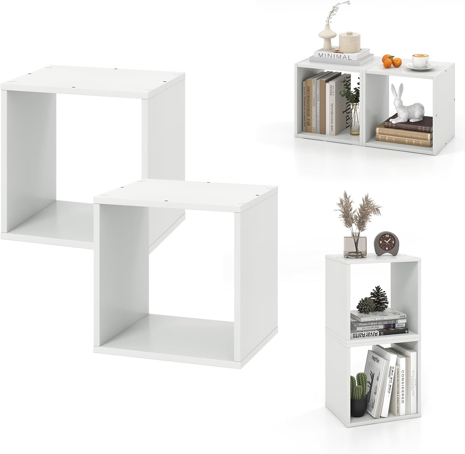 Hyxoo 2 Cube Bookshelf Organizer, 2-Tier Stackable Cube Storage ...
