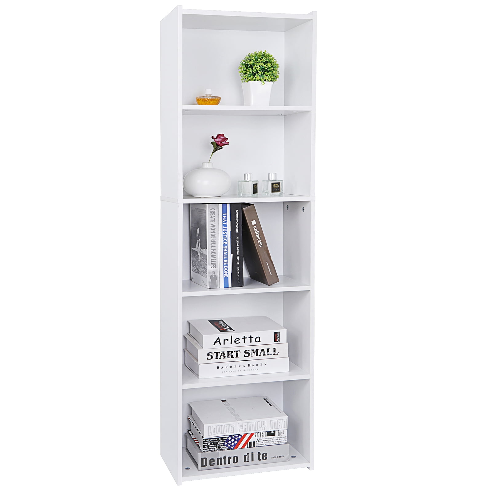 Hyxoo 5-Tier Display Shelf Bookcase Storage Open Shelves Room Divider ...