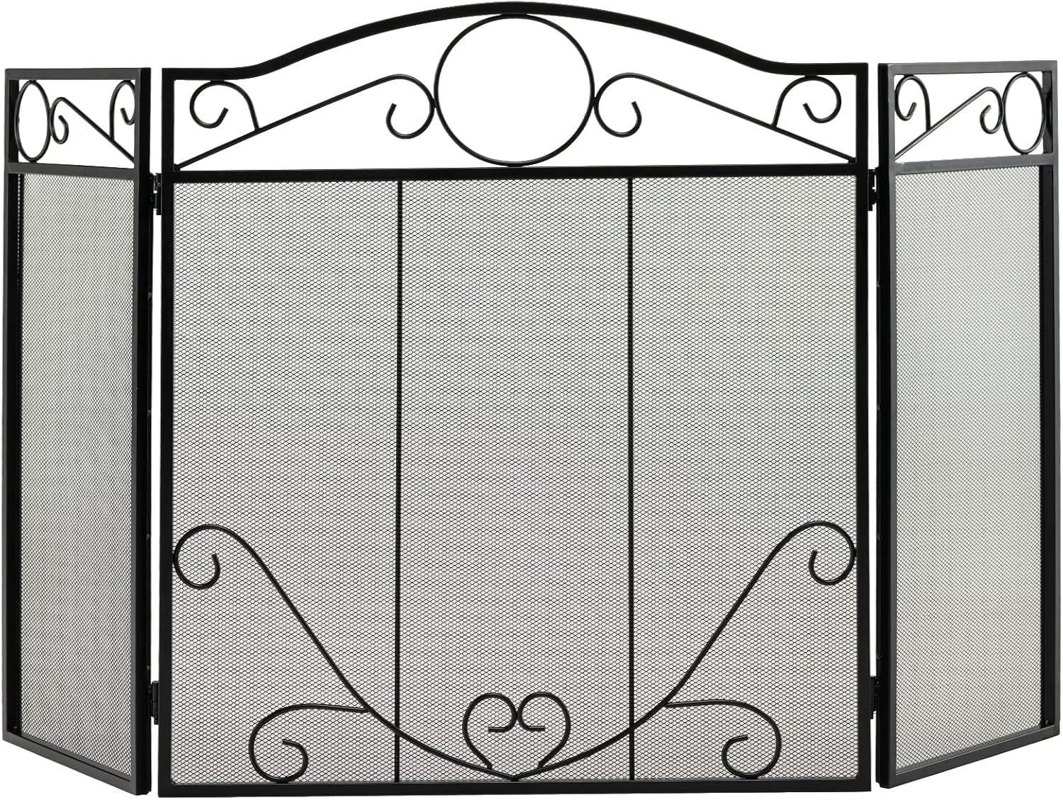 Hyxoo 50 x 29 Inches 3-Panel Heat-Resistant Metal Mesh Fireplace Screen ...