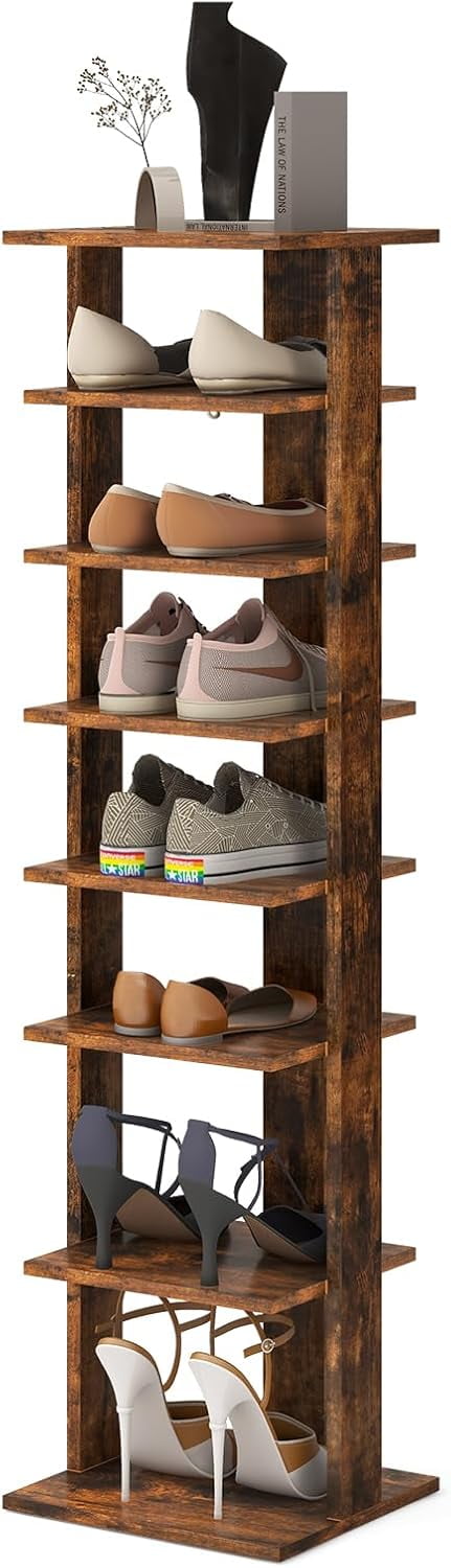 Hyxoo 8-Tier Vertical Shoe Rack, Tall Narrow Shoe Storage Organizer ...