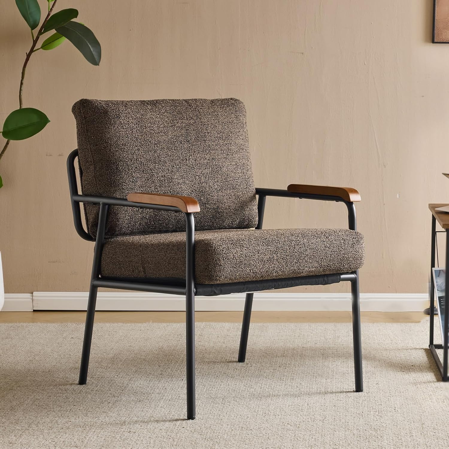 Hyxoo Accent Chair，Mid-Century Modern Armchiar Small Space, Comfy ...