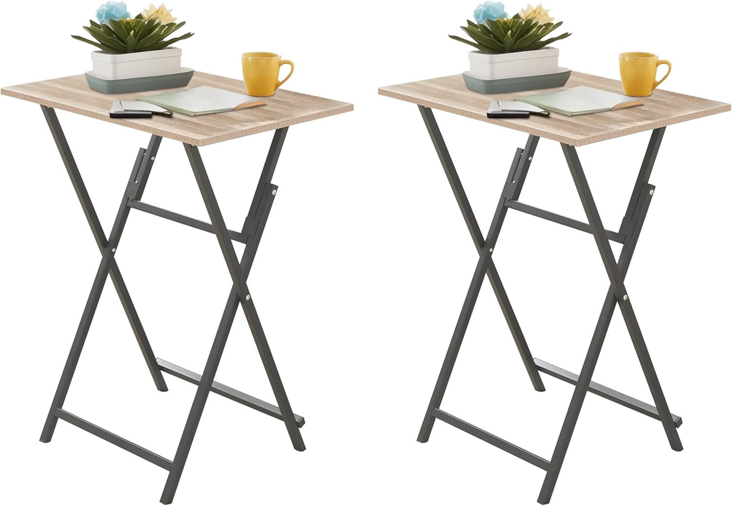 Hyxoo Folding TV Tray Table, Sturdy Tray Table Set of 2, No Assembly ...
