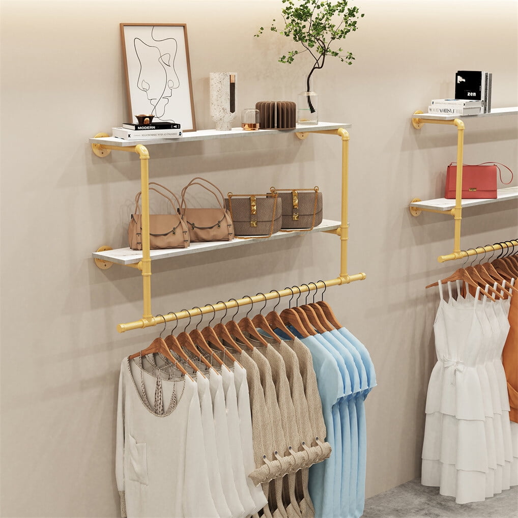 Hyxoo Industrial Pipe Clothes Rack - Heavy Duty Garment Bar for Closet ...