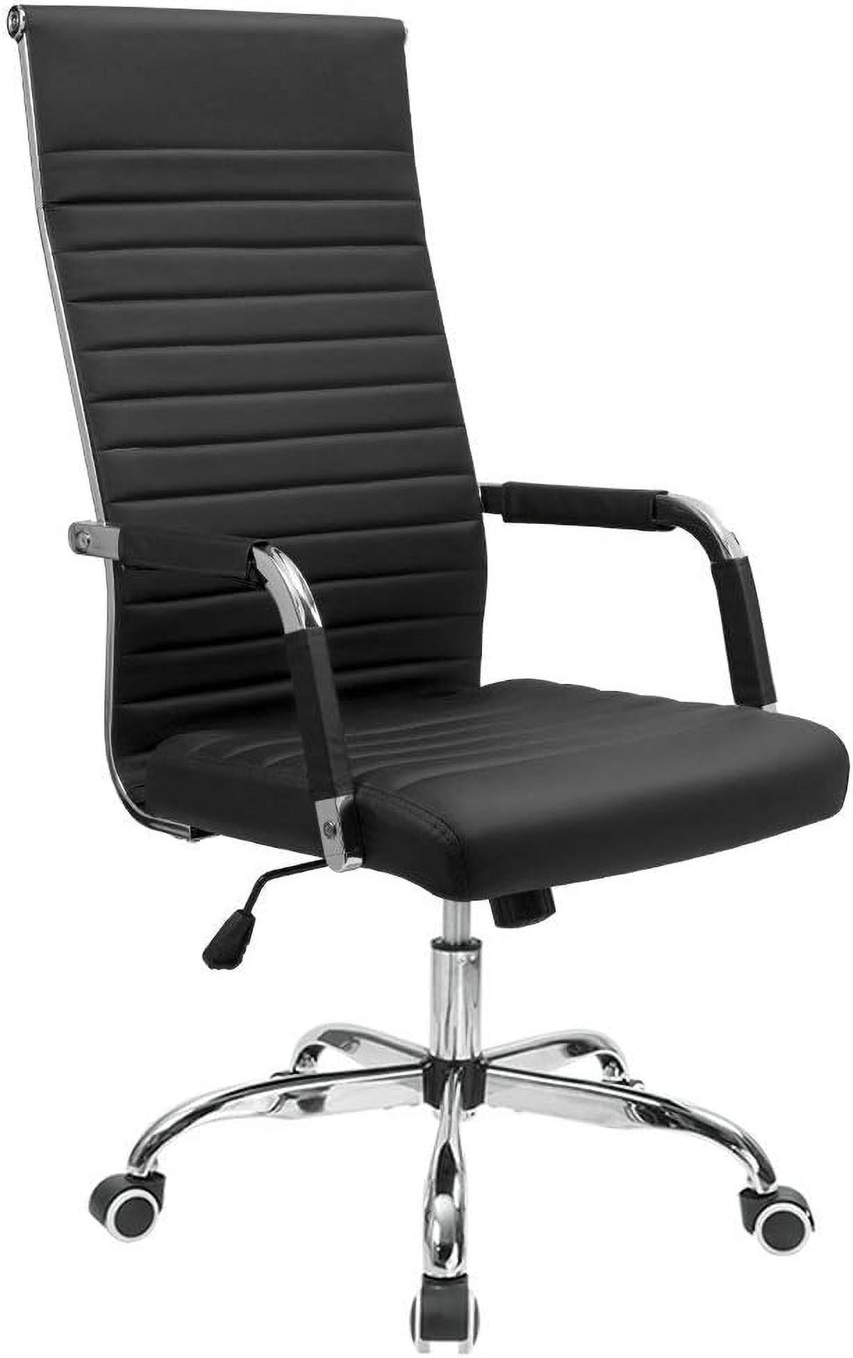 Hyxoo Ribbed Office Chair High Back PU Leather Executive Conference ...