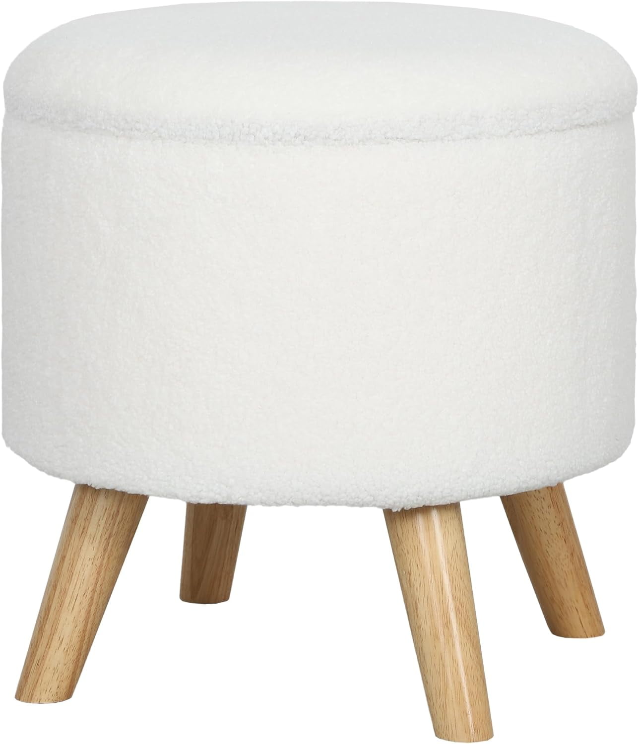 Hyxoo Round Storage Ottoman, Linen Fabric Foot Stool with Removable Top ...