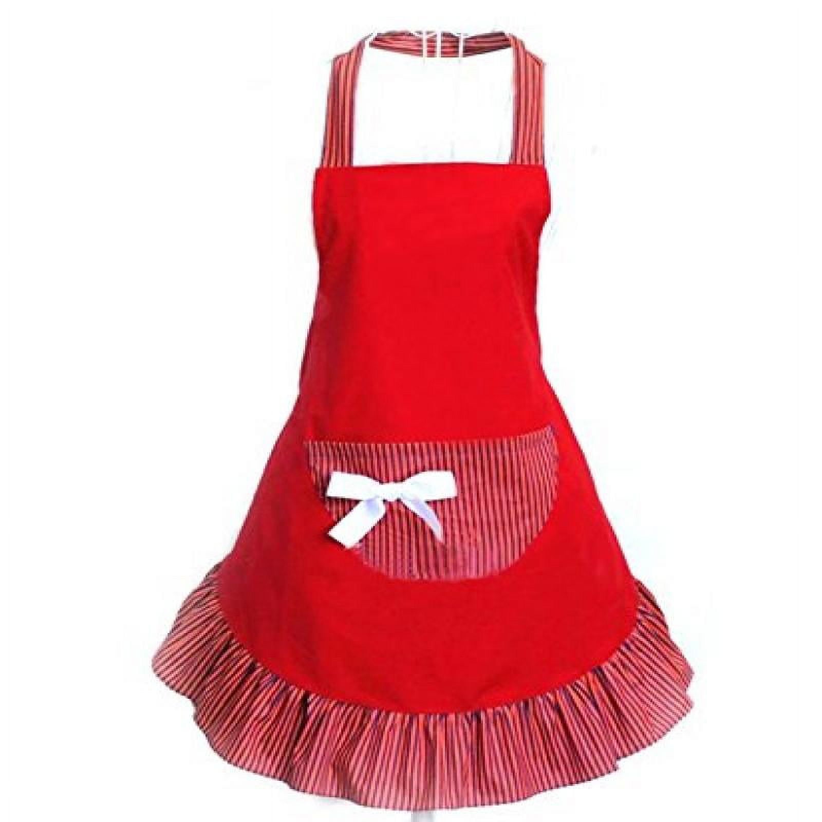 Hyzrz Cute Red Apron for Women, Cooking & Serving Apron with Big Pocket ...