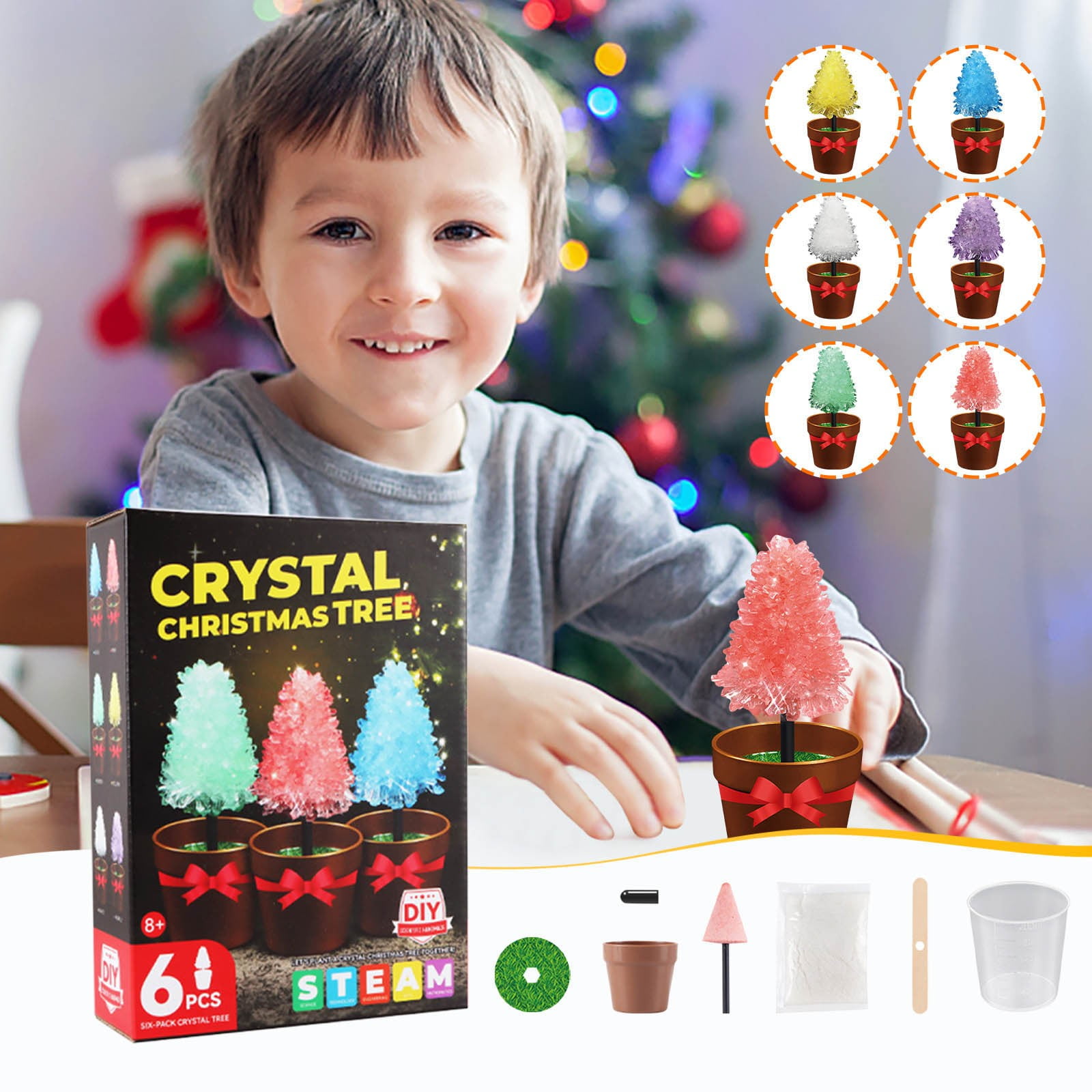 Hzrsly 6pc Christmas Crystal Tree Science Kit - 6 Colors, 12 Crystals ...