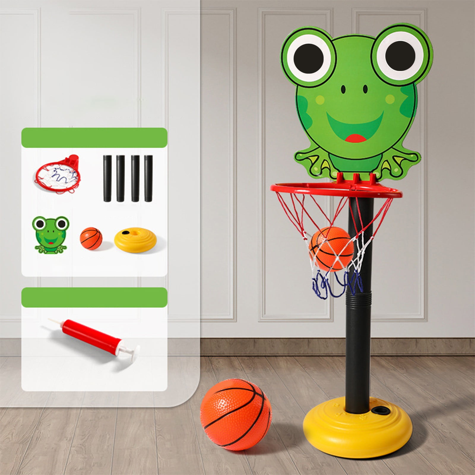 Hzrsly Adjustable Children's Basketball Hoop Set with Portable Frame ...