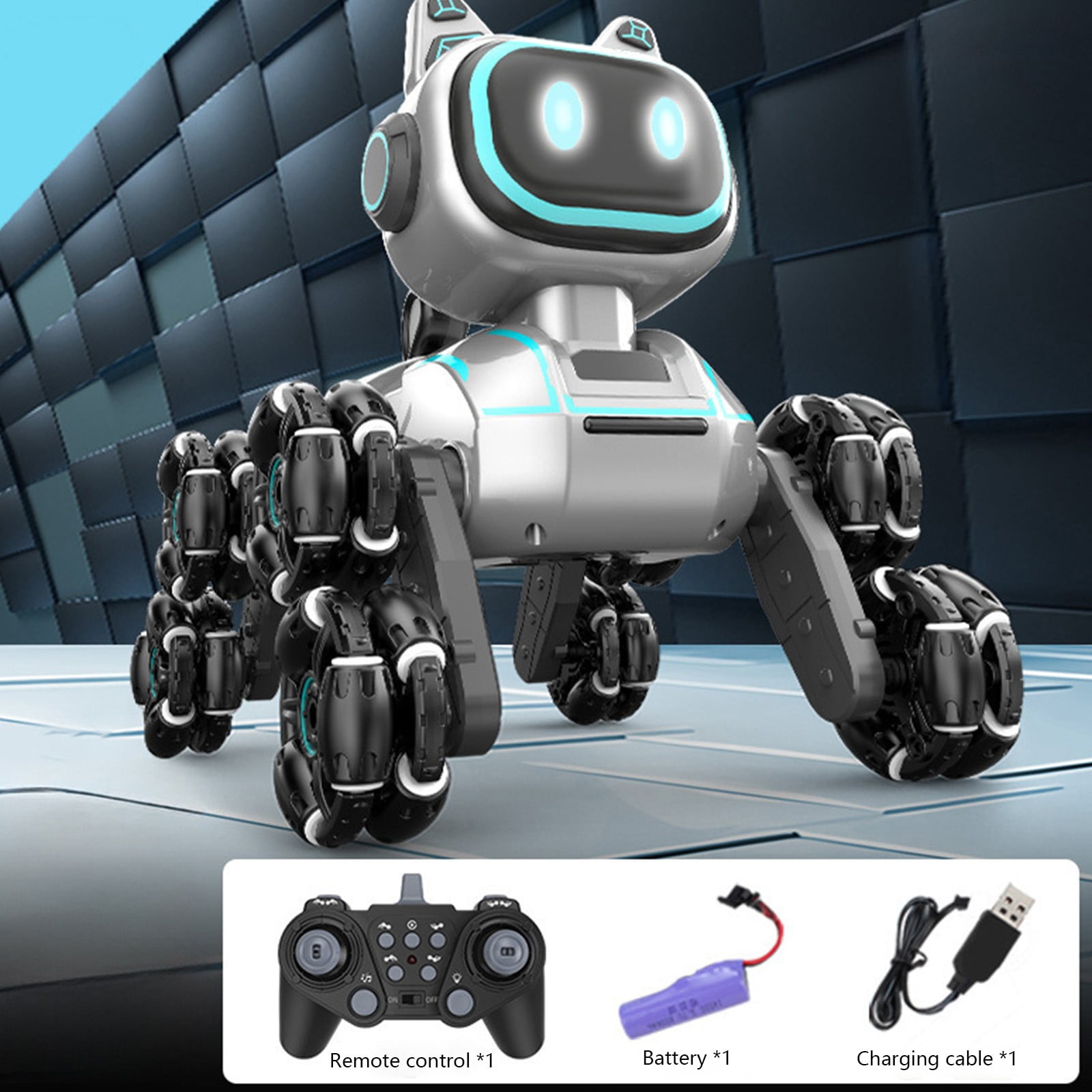 Hzrsly Interactive Robot Dog Toy - 8-Wheel Trick Mechanical Dog with ...