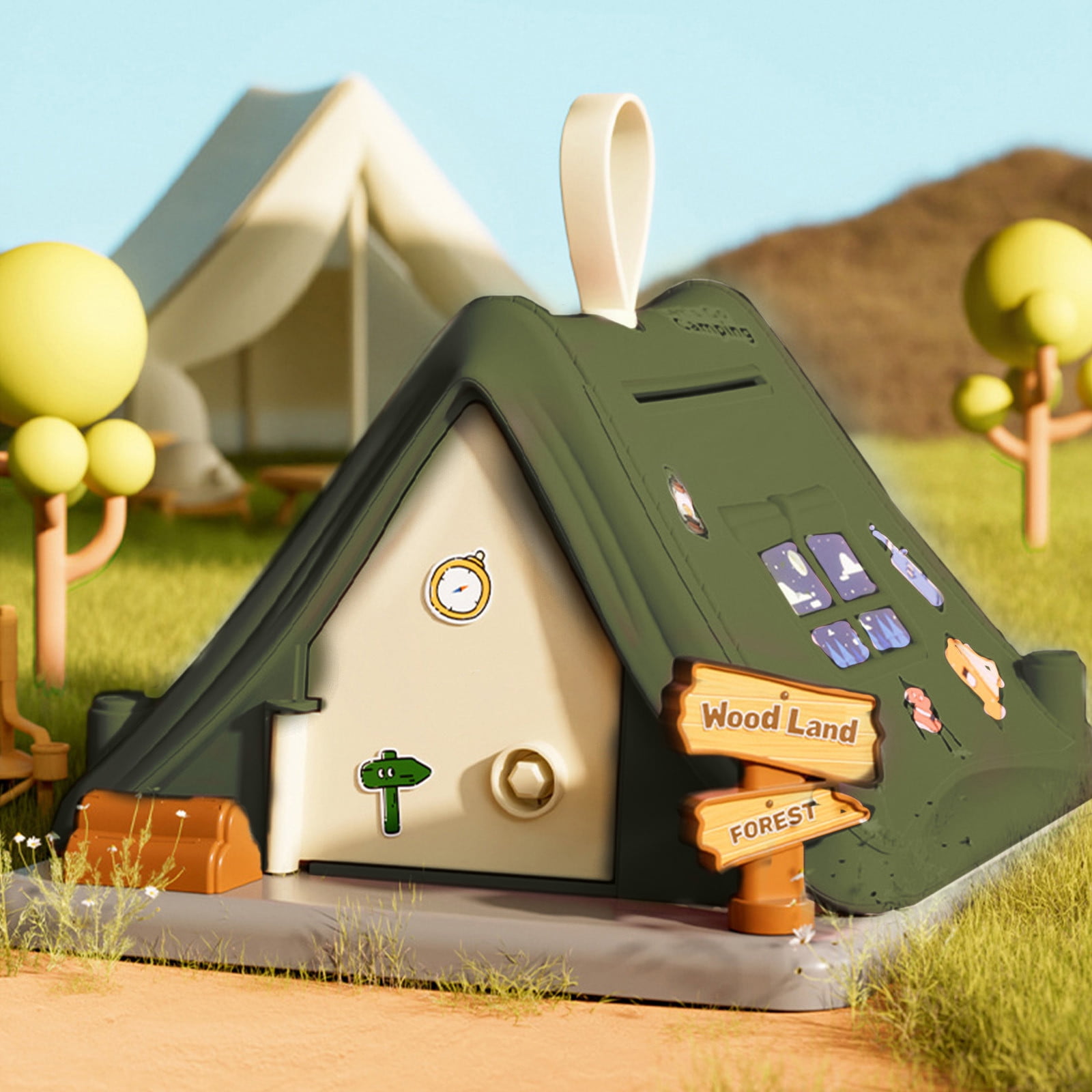 Hzrsly Money Bank Toys, Tent Cash Coin Jar with Stickers, Children's ...