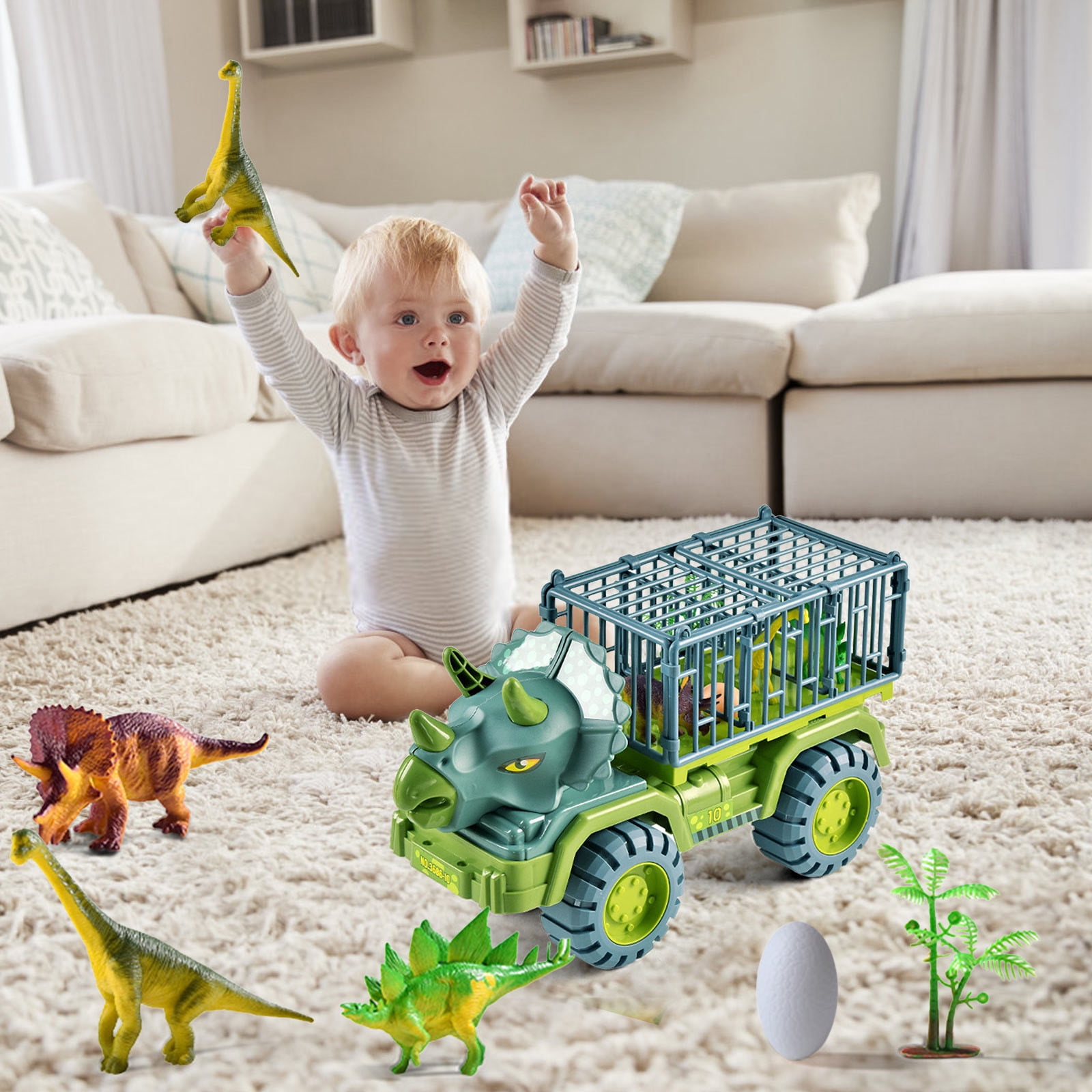 Hzrsly Seeroze Dinosaur Transport Truck Toy - Realistic Excavator with ...