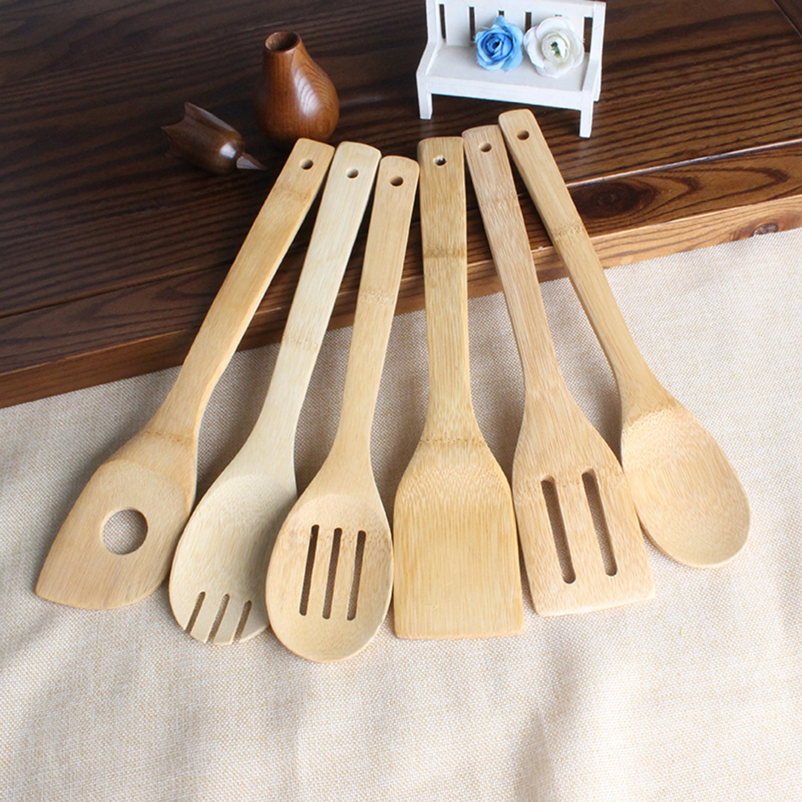 Hzsb 1/6Pcs Wooden Spoons for Cooking Wooden Spatulas & Spoons Cooking ...