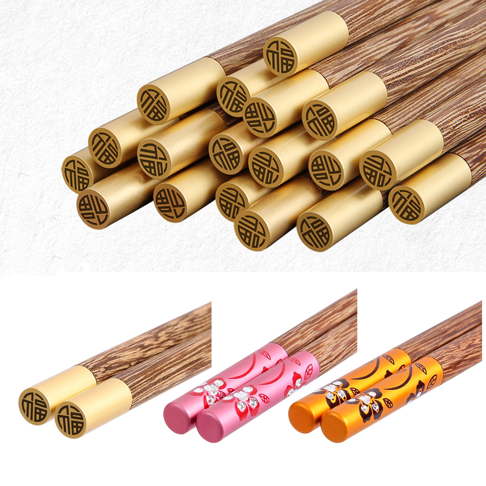 Hzsb 1 Pair Wooden Chopsticks FU Character Design Japanese Style ...