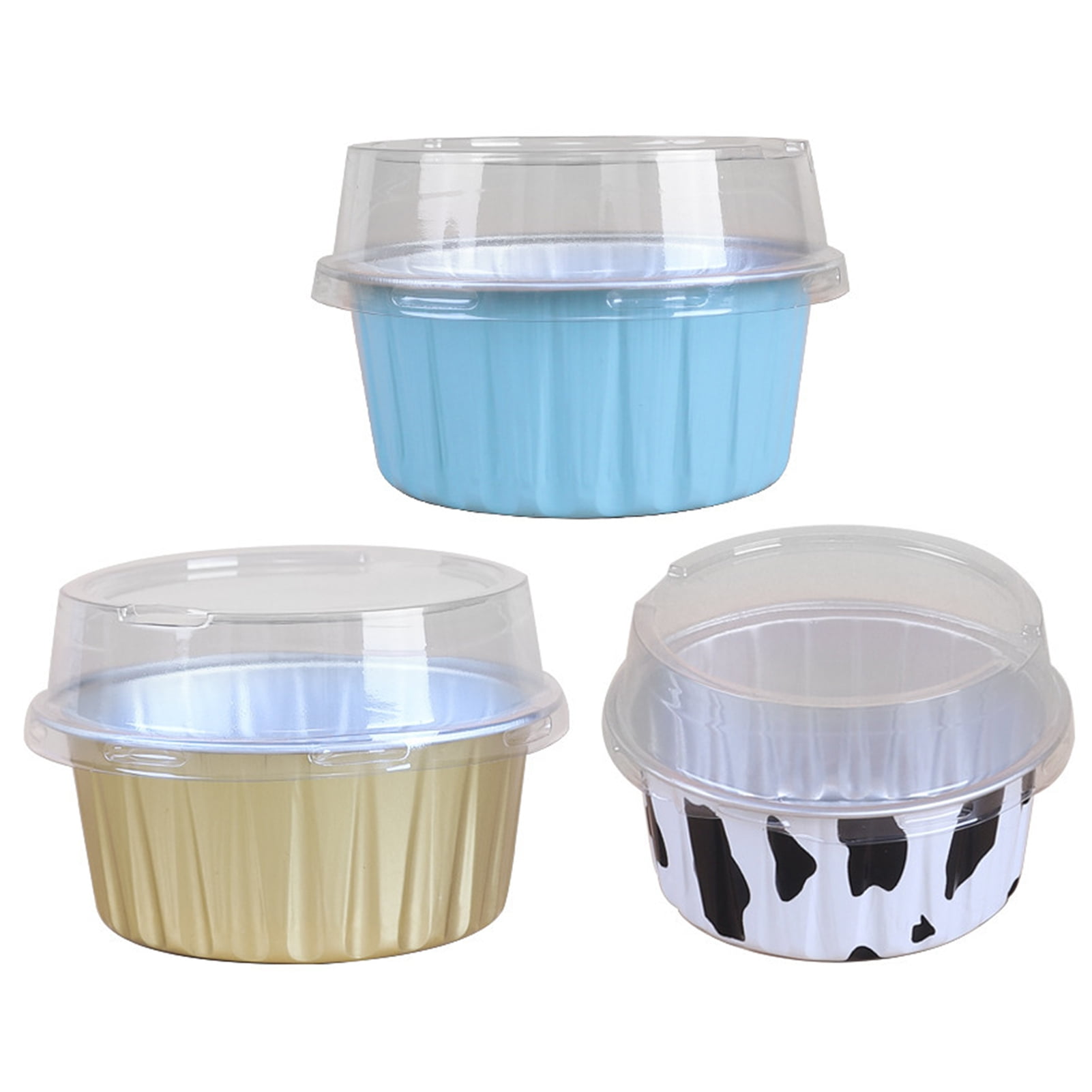 Hzsb 20Pcs Reusable Disposable Tinfoil Box with Lid Non-Stick Cupcake ...