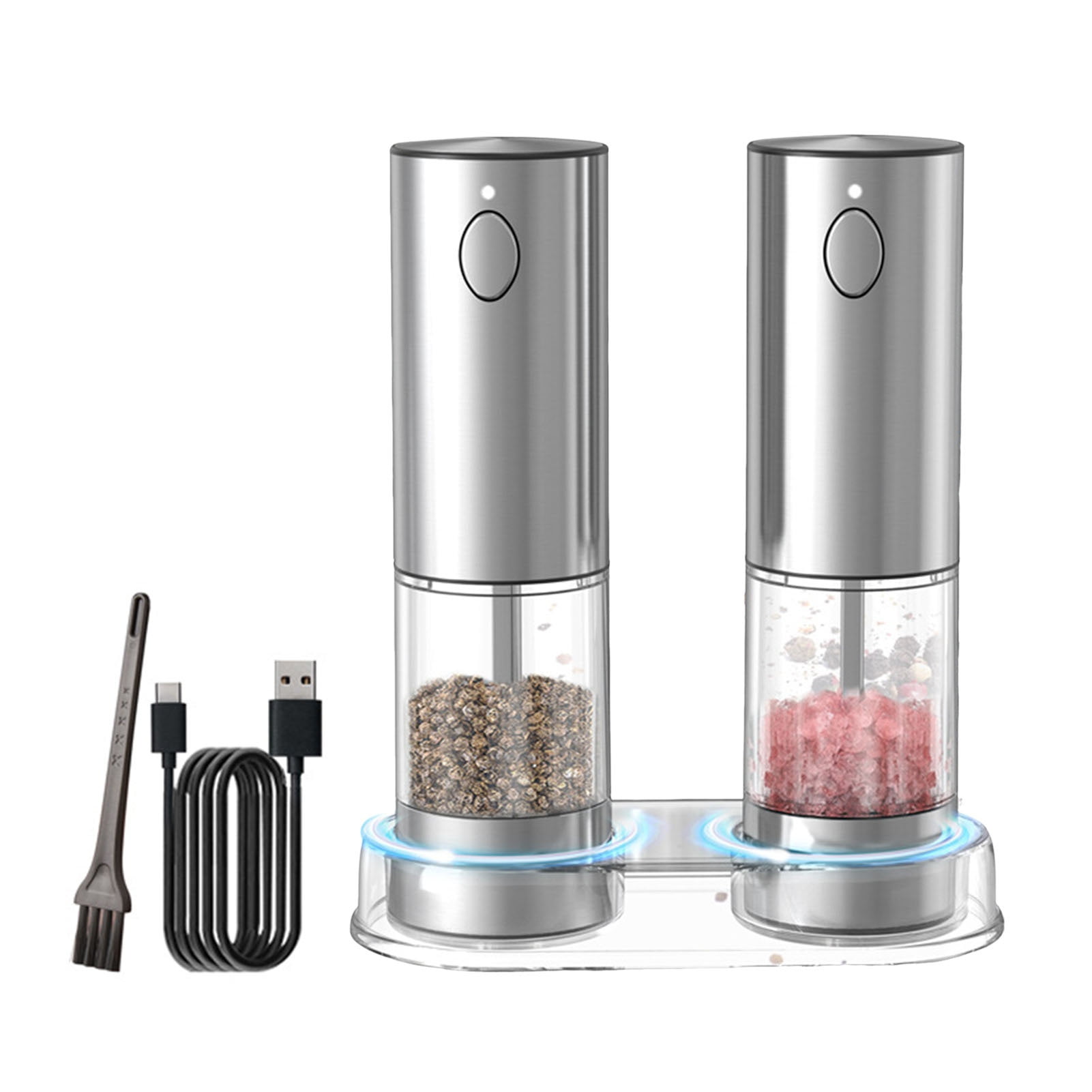 Hzsb 2Pcs Electric Salt and Pepper Grinder Set - Built-In Lighting ...