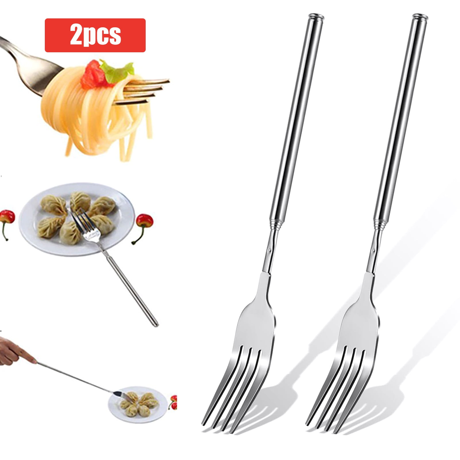 Hzsb 2Pcs Extendable Fork Set Stainless Steel Telescopic Fork ...