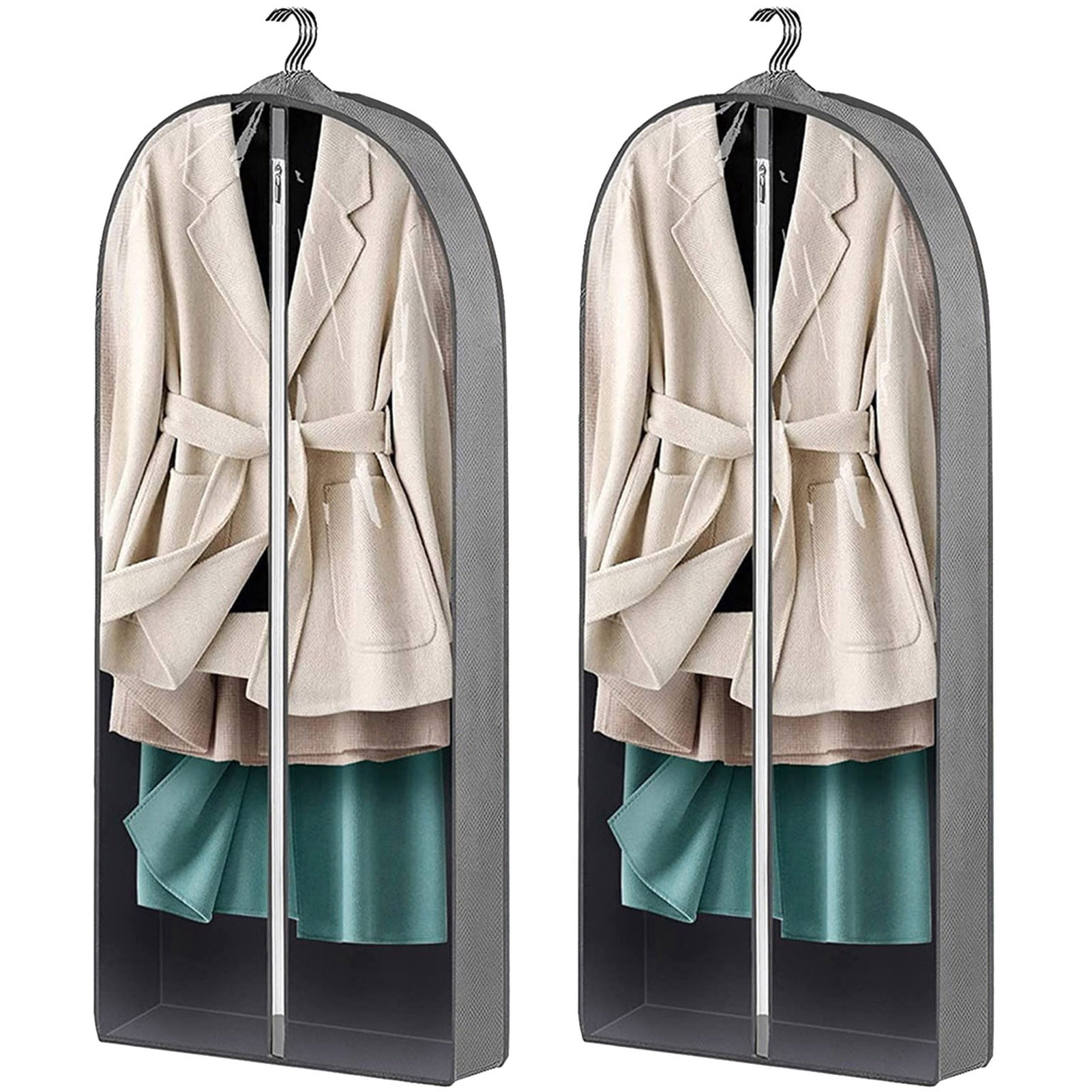 Hzsb 2Pcs Transparent Garment Bags Thickened Large Capacity Waterproof Smooth Zipper Dust-Proof ...