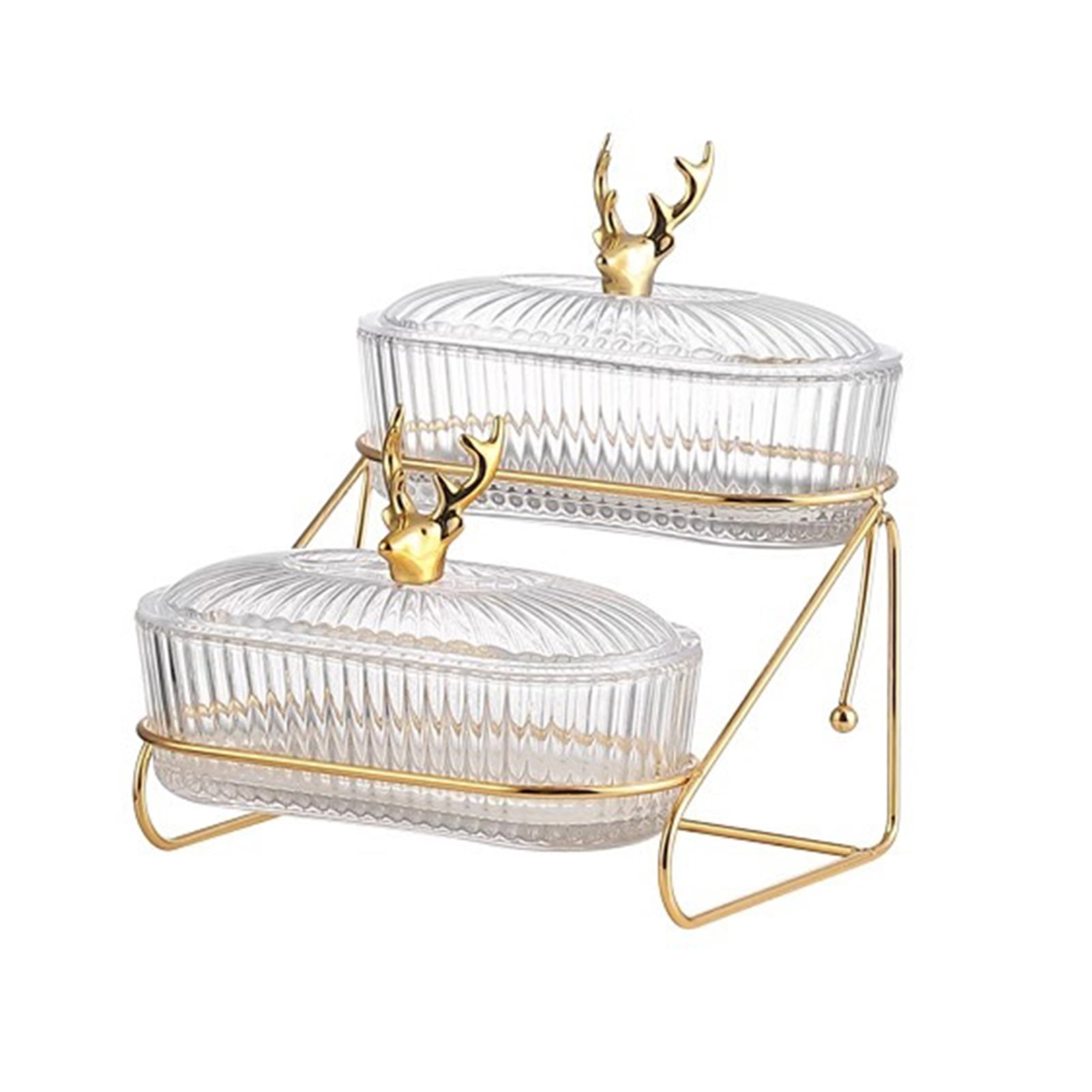 Hzsb 3-Tier Dried Fruit Display Tray with Nut Stand Stylish Elk Lid ...