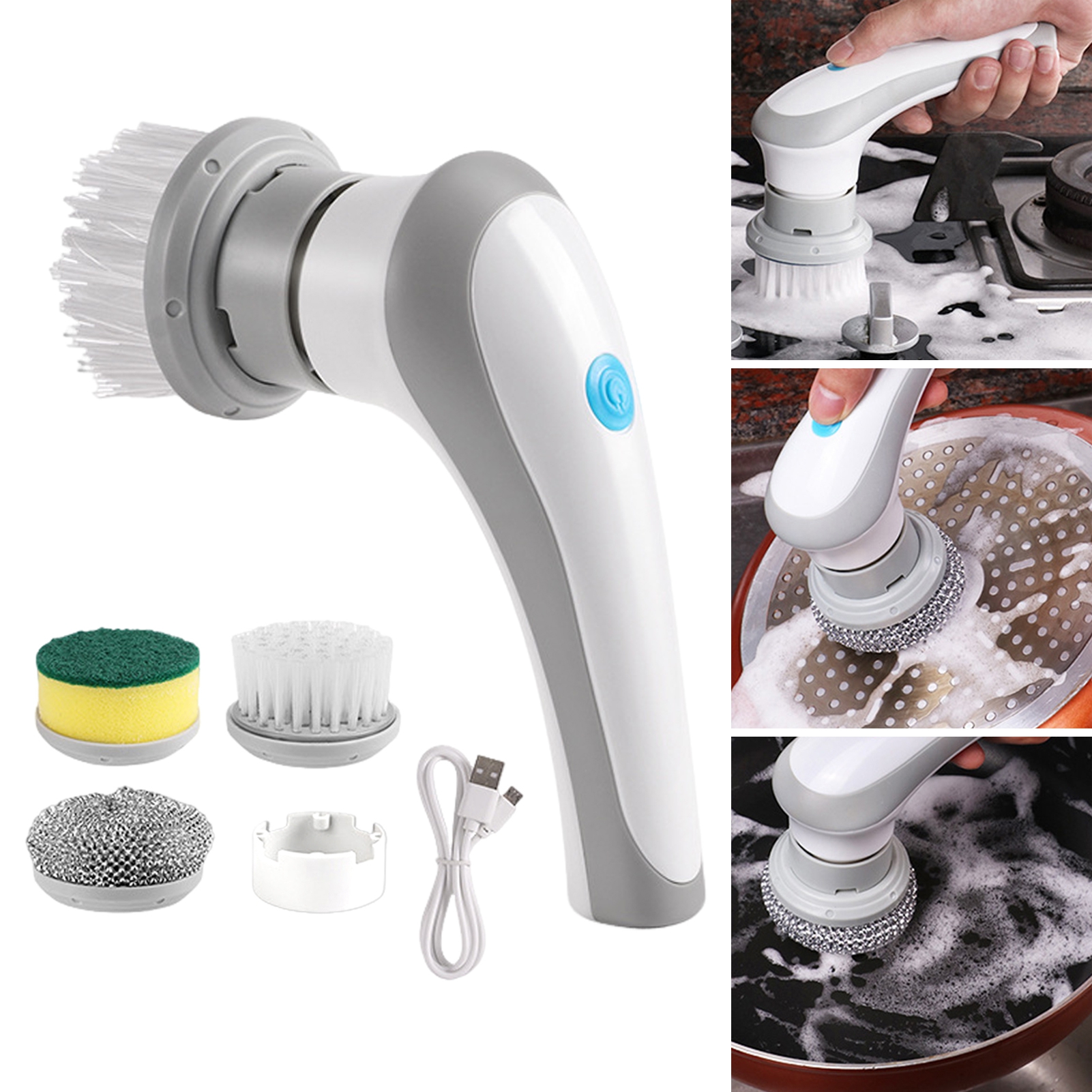 Hzsb 360-Degree Rotation Handheld Tile Floor Brush | Electric Spin ...