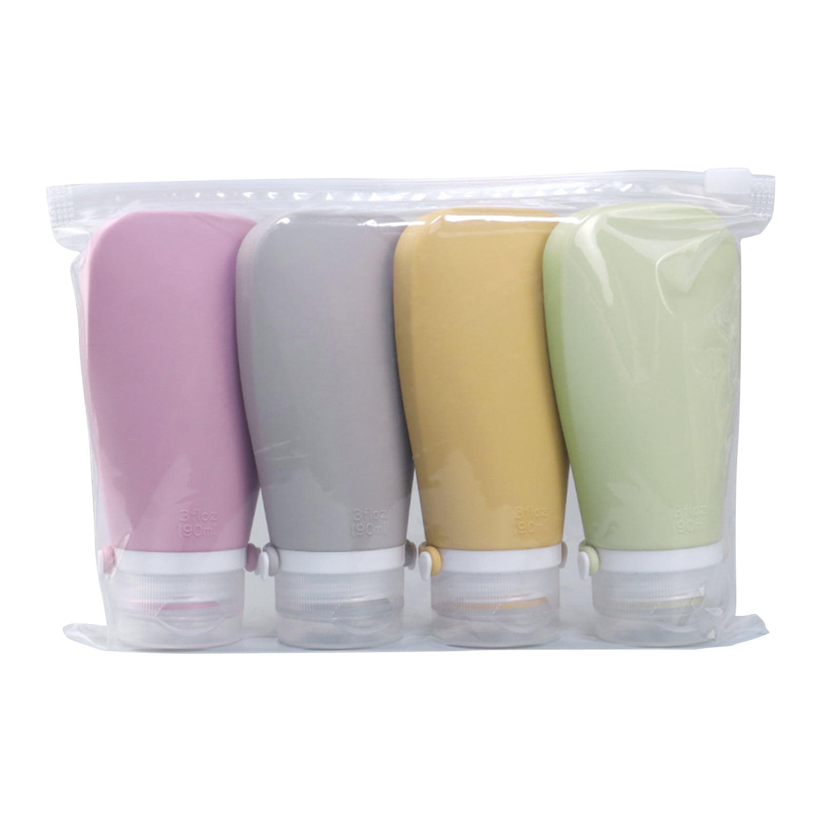 Hzsb 4Pcs/Set 60/90ML Silicone Refillable Bottle Portable Leak Proof ...
