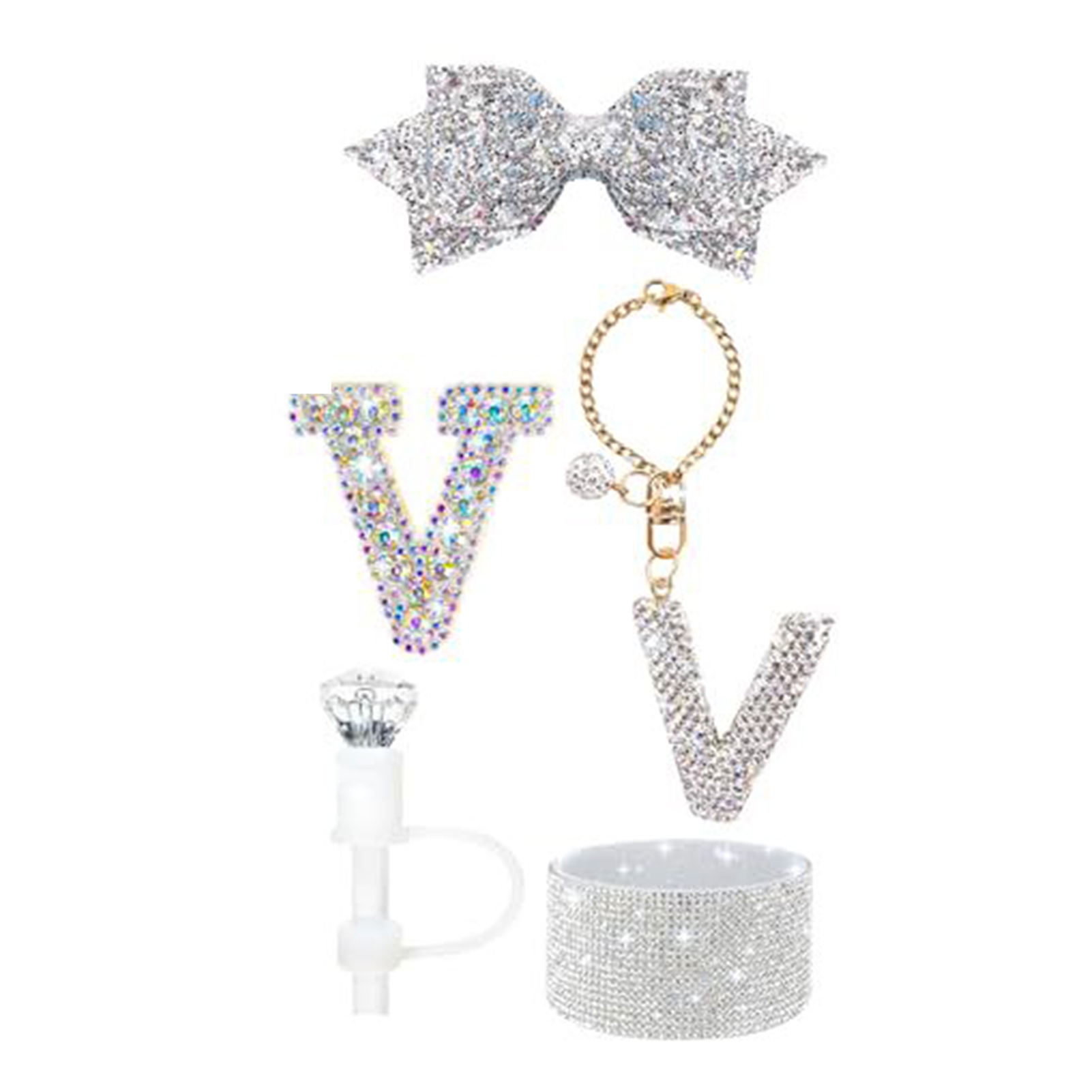 Hzsb 5Pcs Rhinestone Straw Cover Set for Water Bottles Silicone Boot ...