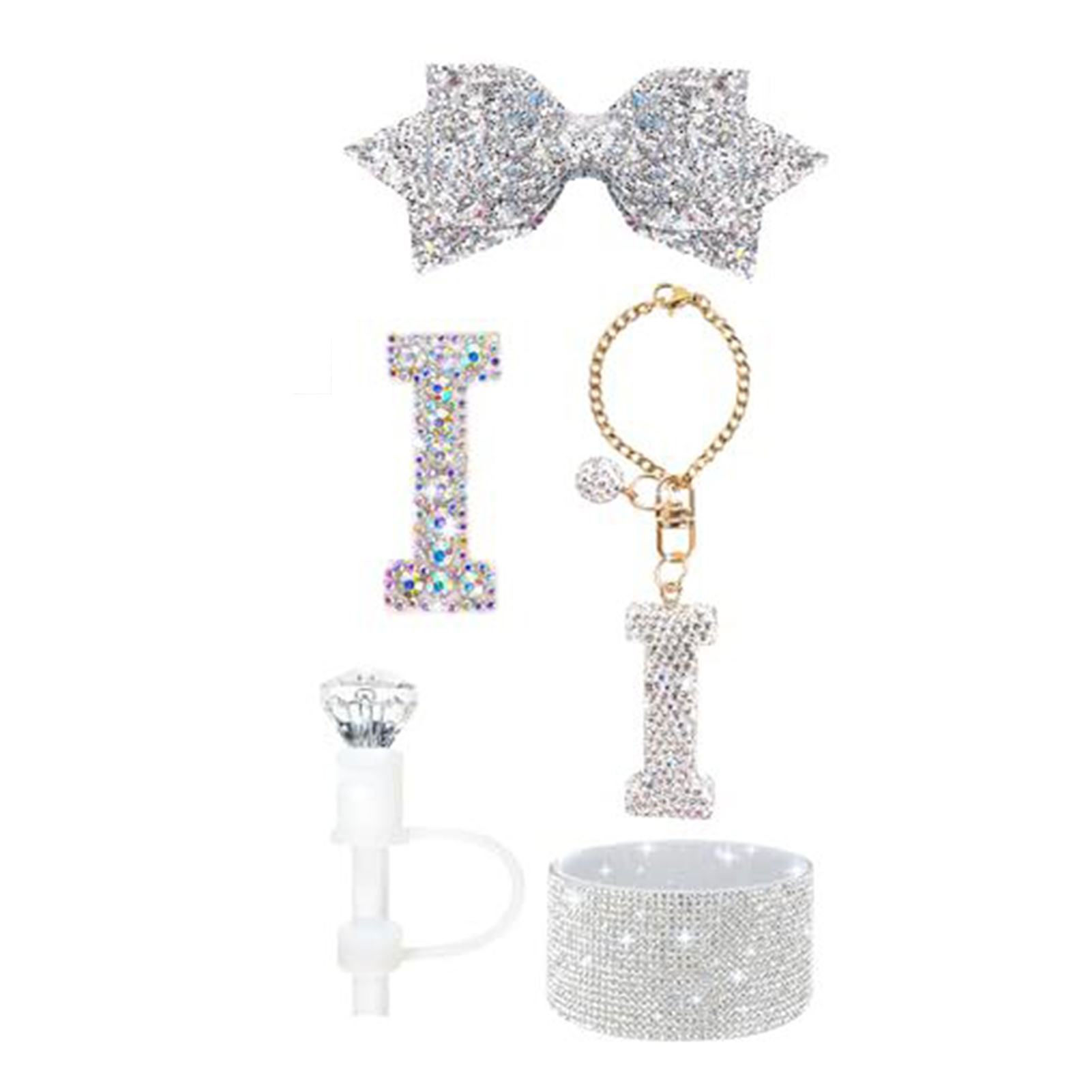 Hzsb 5Pcs Rhinestone Straw Cover Set for Water Bottles Silicone Boot ...