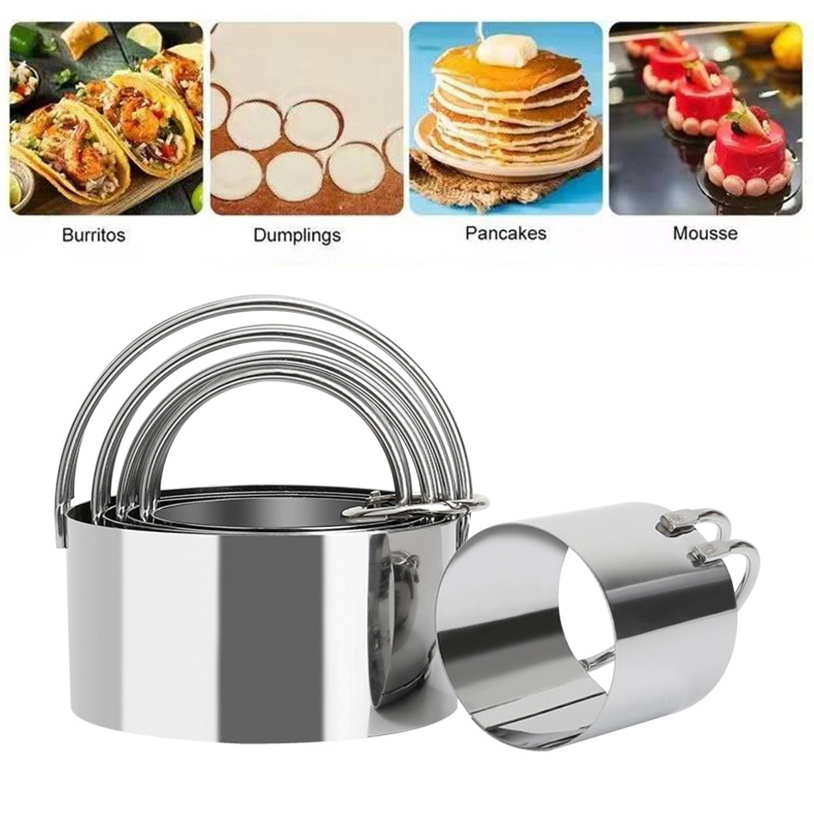 Hzsb 5Pcs Stainless Steel Cookie Cutter Set with Handle Round Biscuit ...