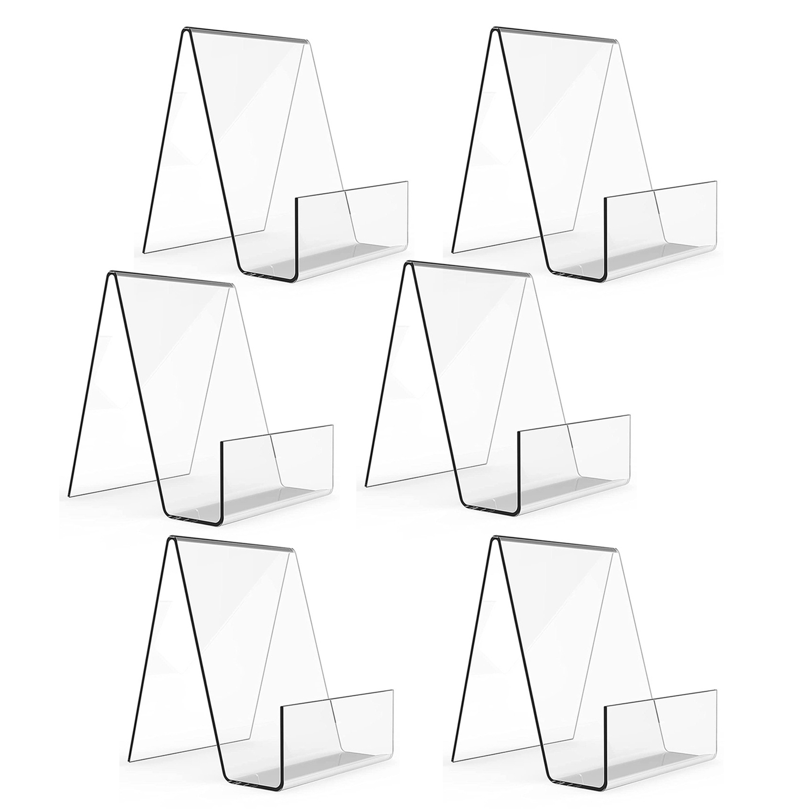 Hzsb 6 Pack Acrylic Book Stand Clear Easel Triangular Support Multi-functional Transparent ...