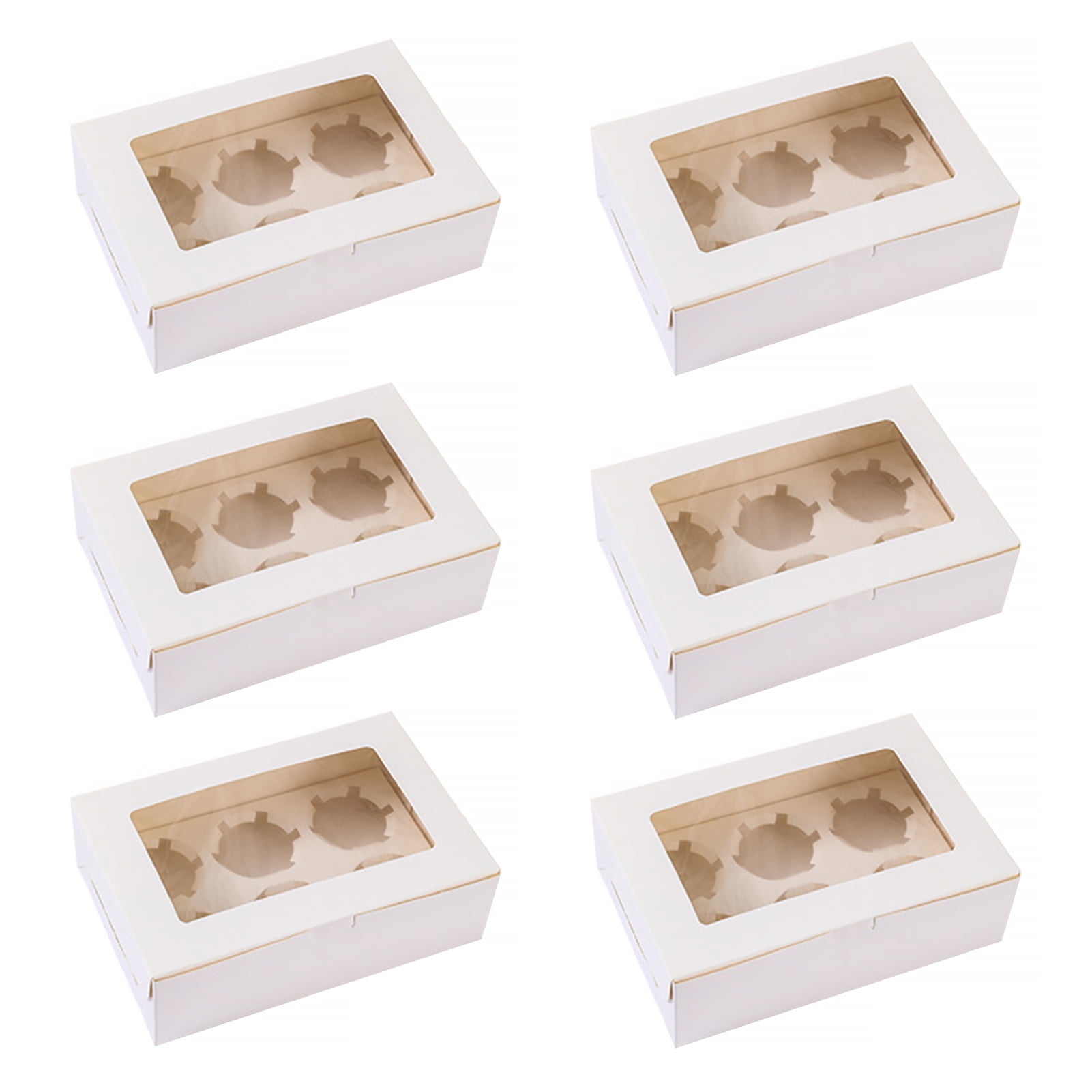 Hzsb 6 Pcs Cupcake Boxes Cupcake Containers Food Grade Material with ...