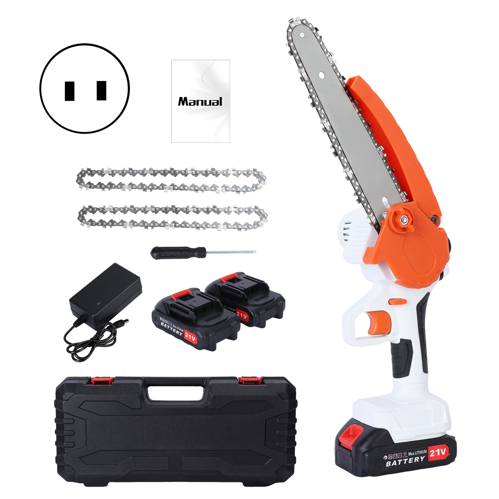 Hzsb 8 Inch Mini Chainsaw, Cordless Chainsaw Brushless Motor with 2x2 ...