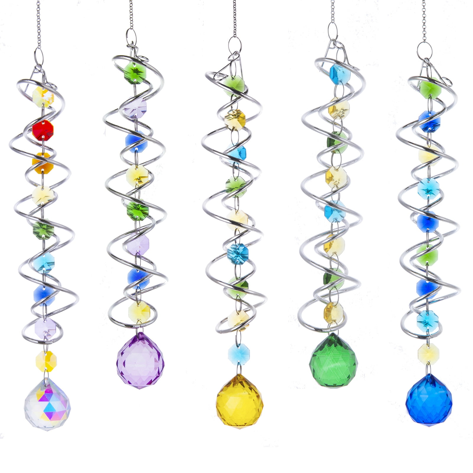 Hzsb Artificial Crystal Prism Pendant Double-Spiral Sun Catcher Rainbow ...