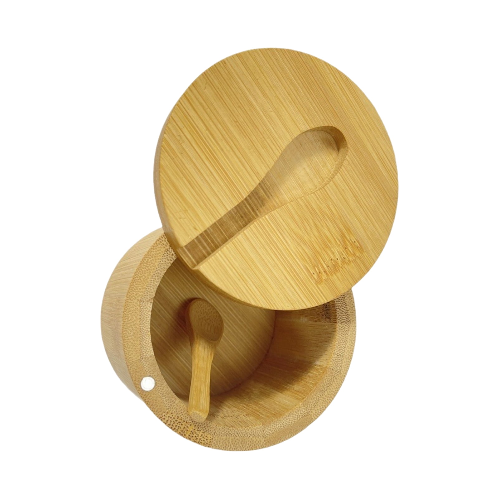 Hzsb Bamboo Salt Cellar Seasoning Jar with Built-in Spoons Salt ...