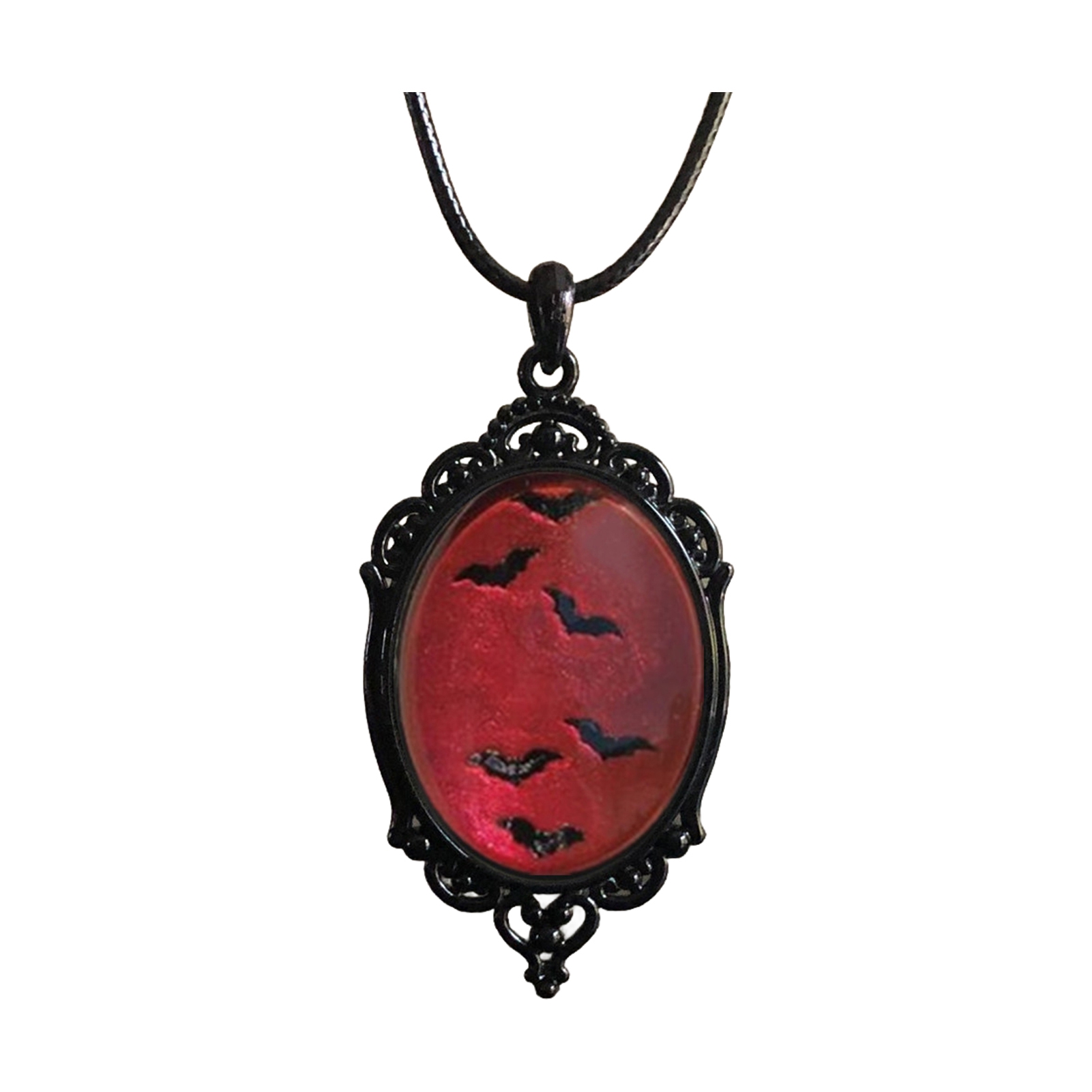 Hzsb Bat Pendant Necklace Women Gothic Choker Oval Pendant with Bat ...
