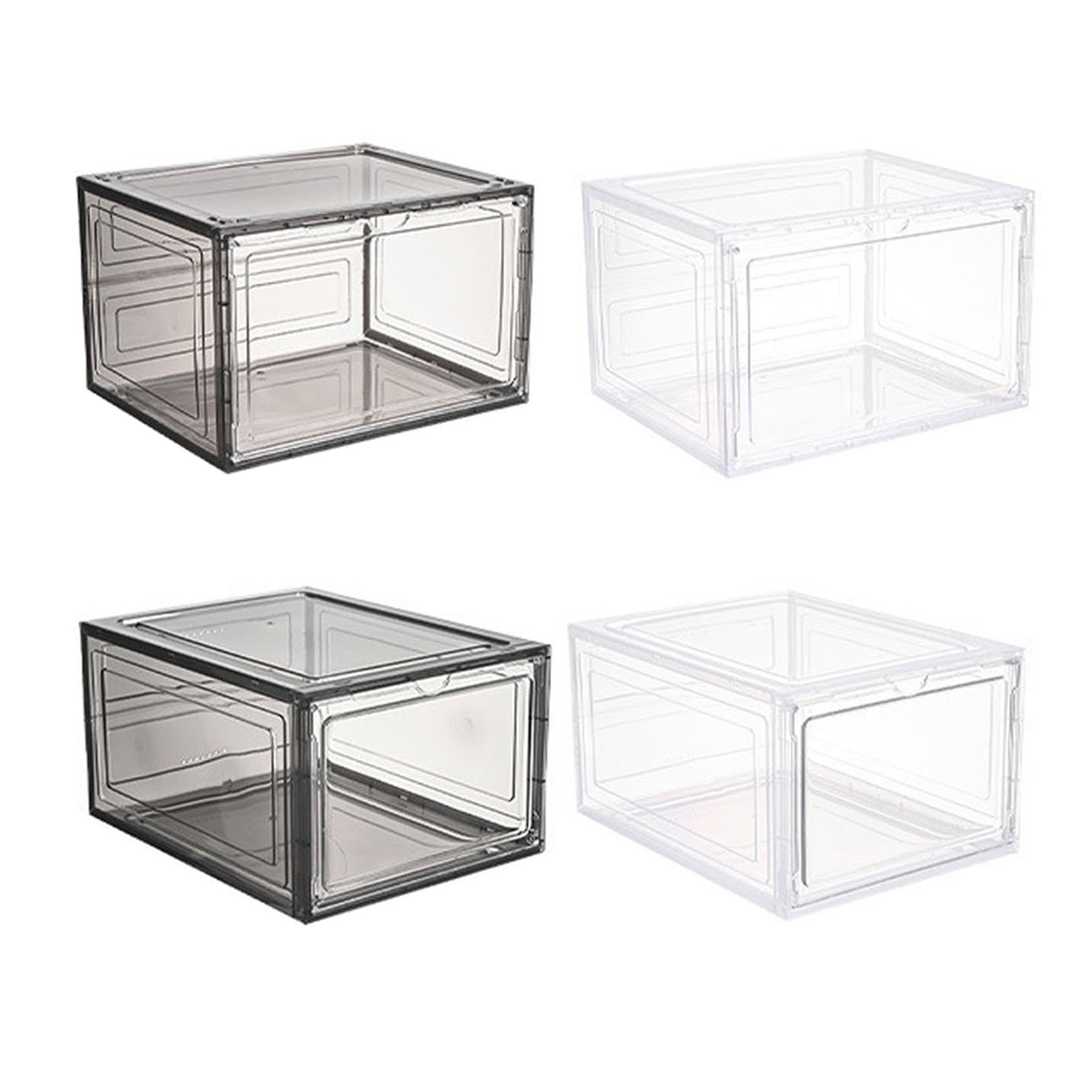 Hzsb Clear Shoe Storage Box with Magnetic Door Large Capacity Stackable ...