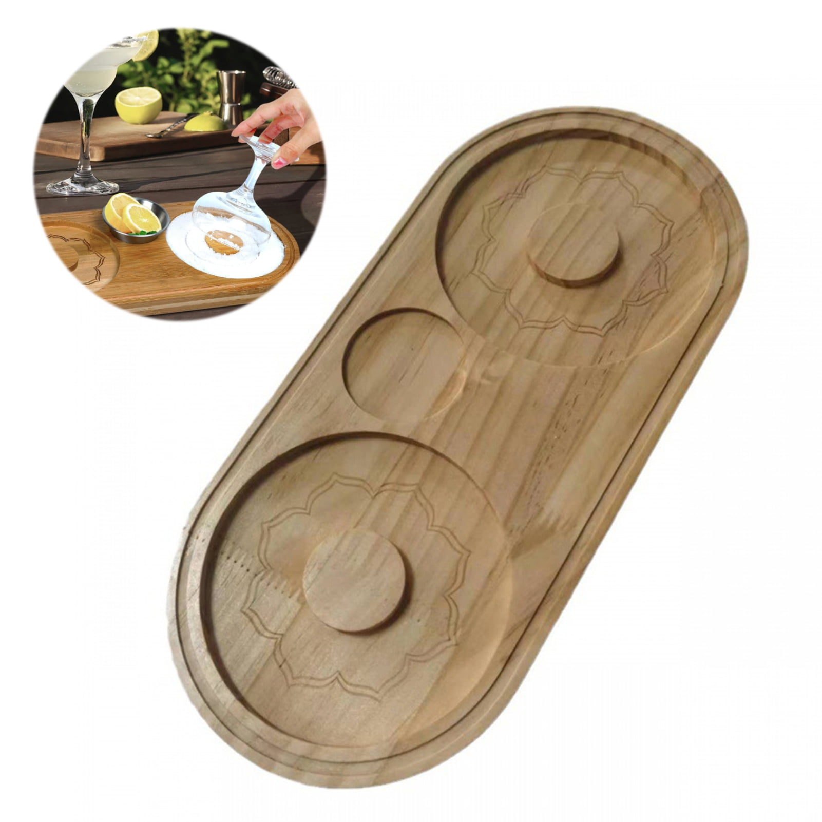 Hzsb Cocktail Salt Rimmer 2-in-1 Wooden Cocktail Sugar Rimmer with ...