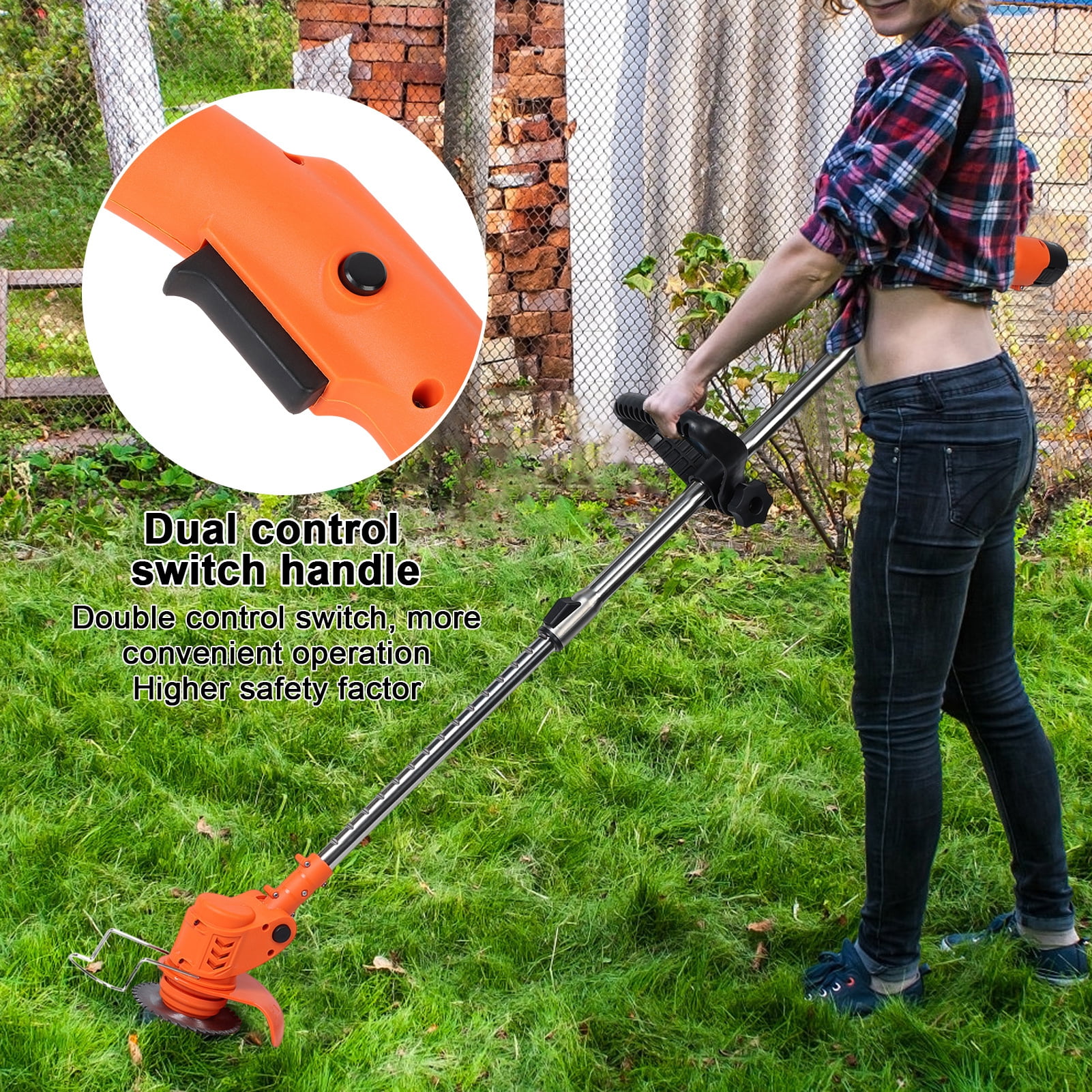 Hzsb Cordless Electric Weed Lawn Eater Edger,12V Weed Trimmer with 2 ...