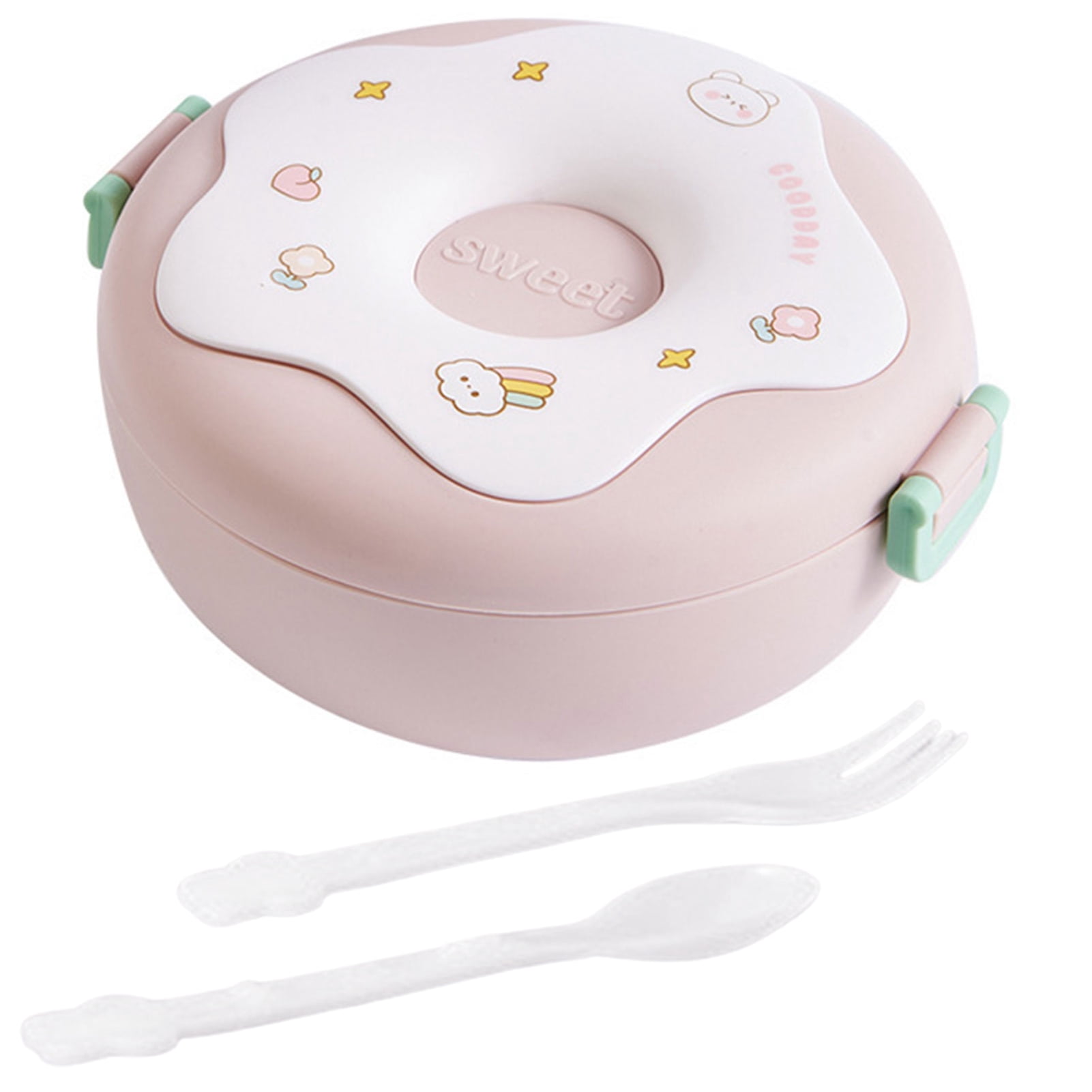 Hzsb Cute Cartoon Donut 33.81oz Lunch Box Microwavable Bento Container ...