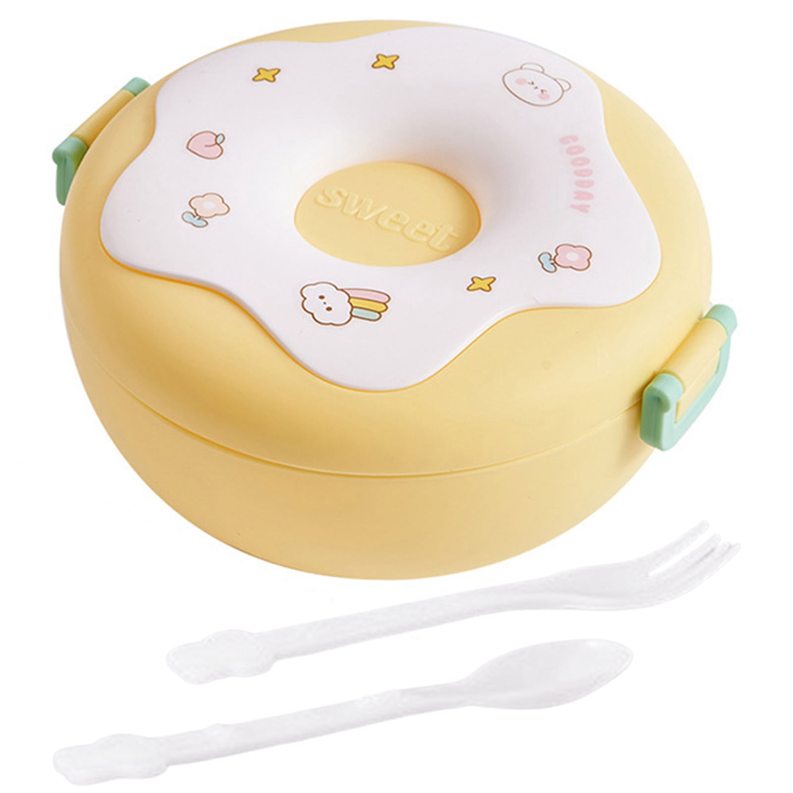 Hzsb Cute Cartoon Donut 33.81oz Lunch Box Microwavable Bento Container ...